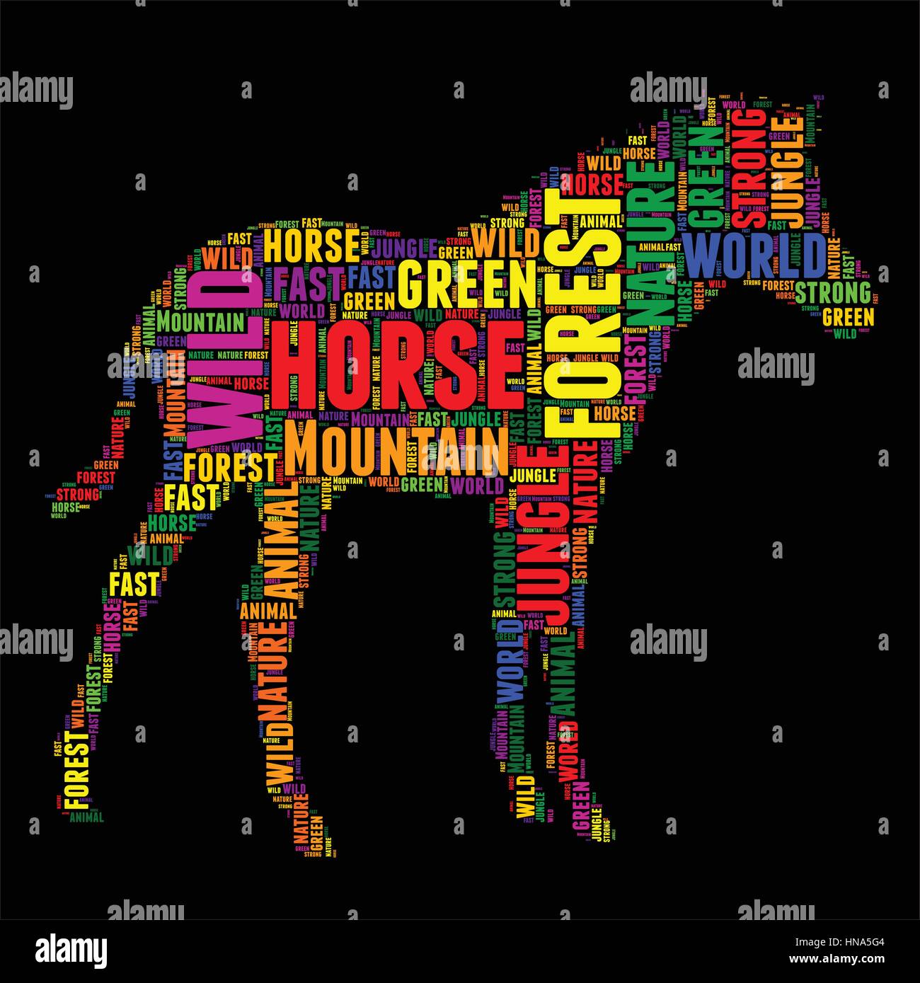 horse Typography word cloud colorful Vector illustration Stock Vector ...
