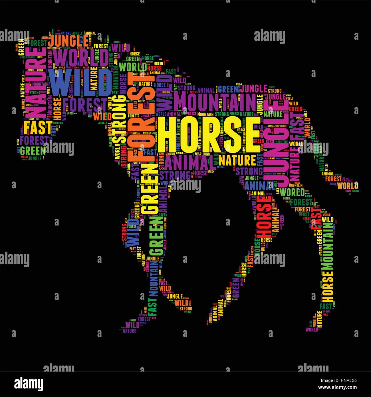 horse Typography word cloud colorful Vector illustration Stock Vector ...
