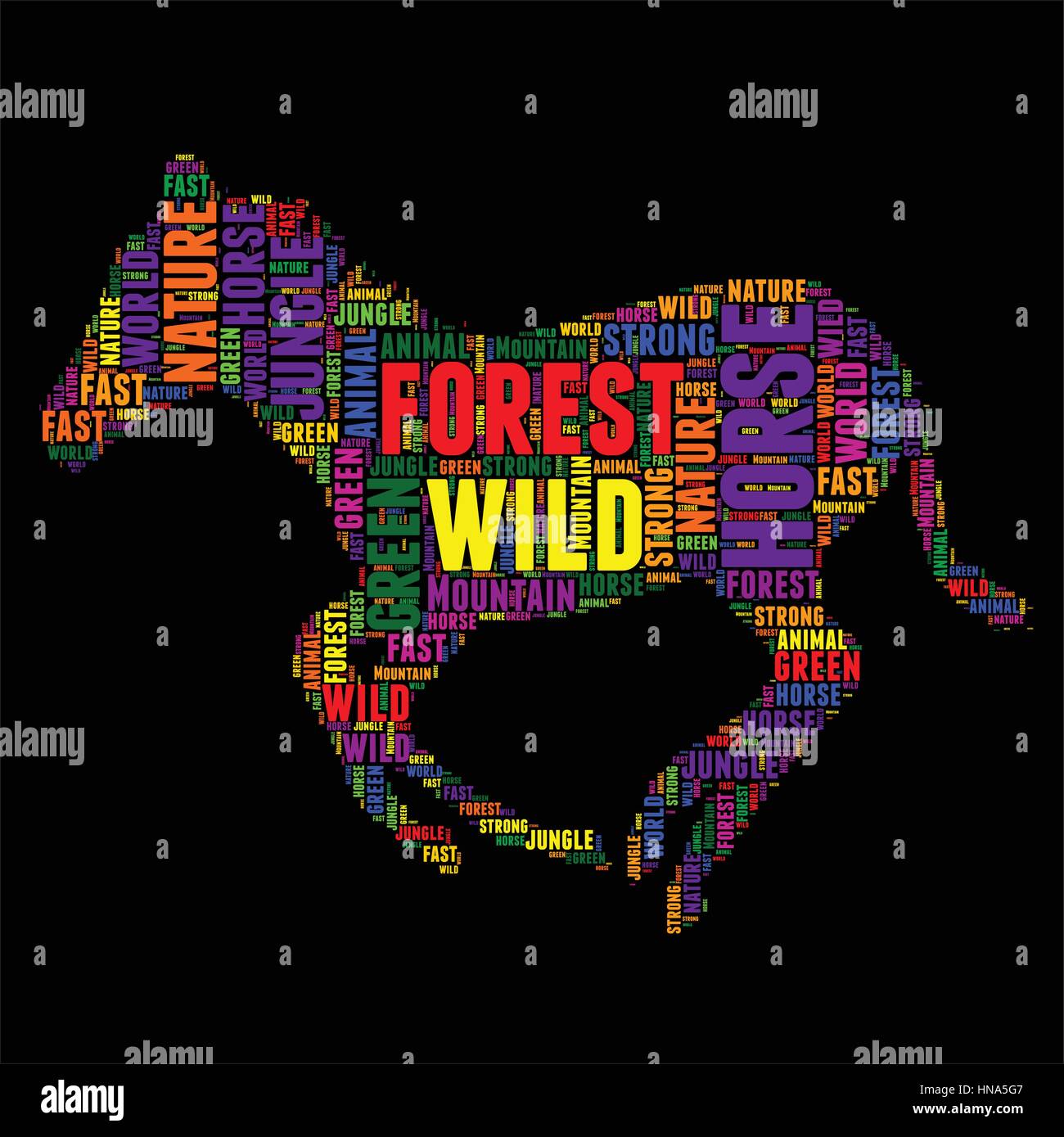 horse Typography word cloud colorful Vector illustration Stock Vector ...