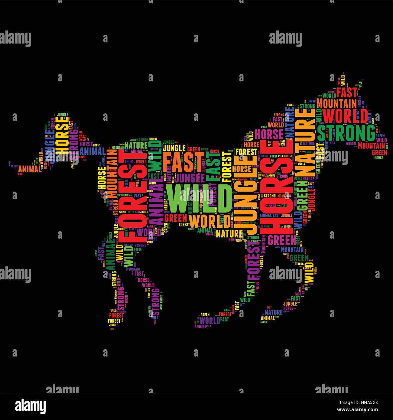 horse Typography word cloud colorful Vector illustration Stock Vector ...