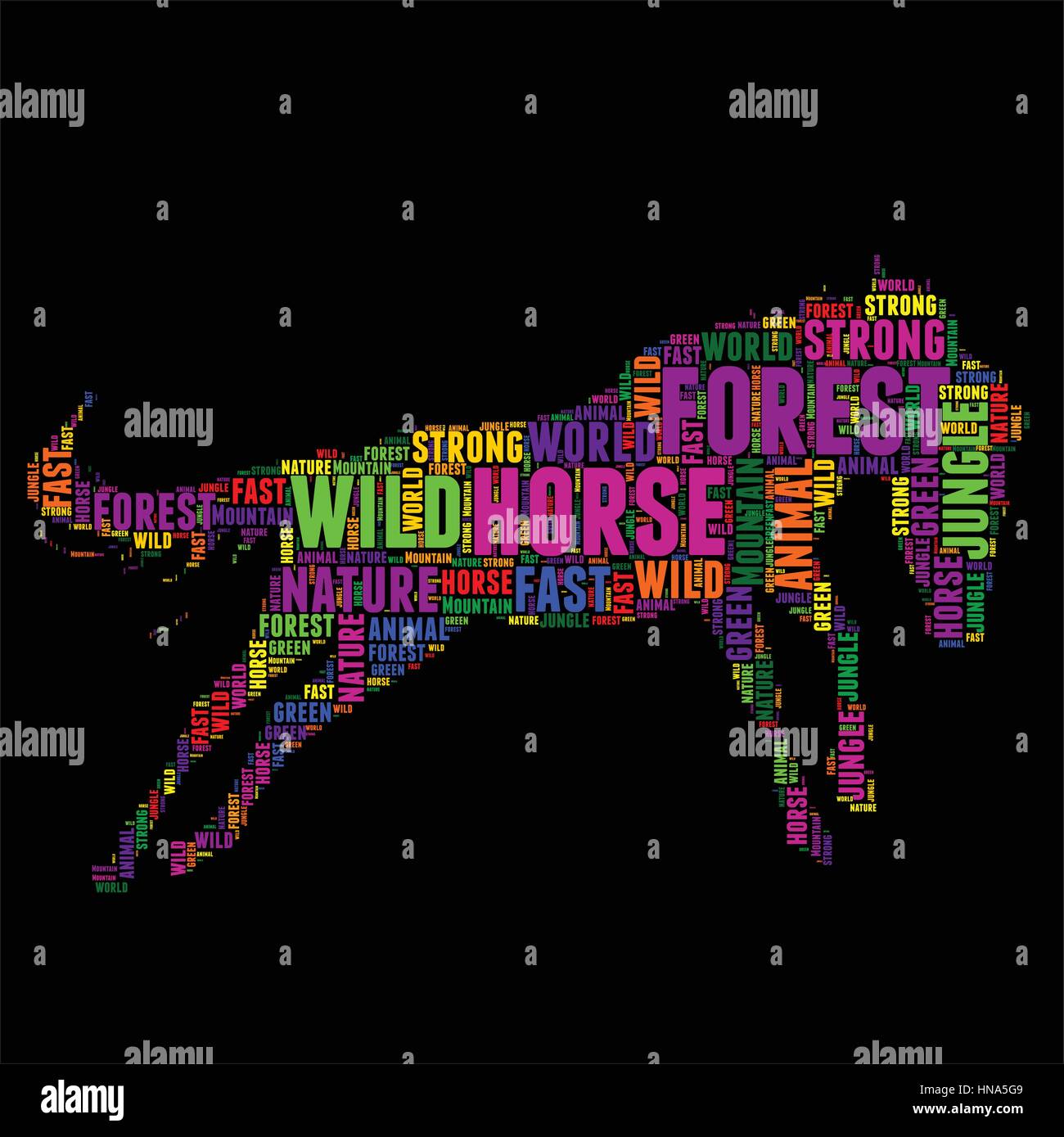 horse Typography word cloud colorful Vector illustration Stock Vector ...