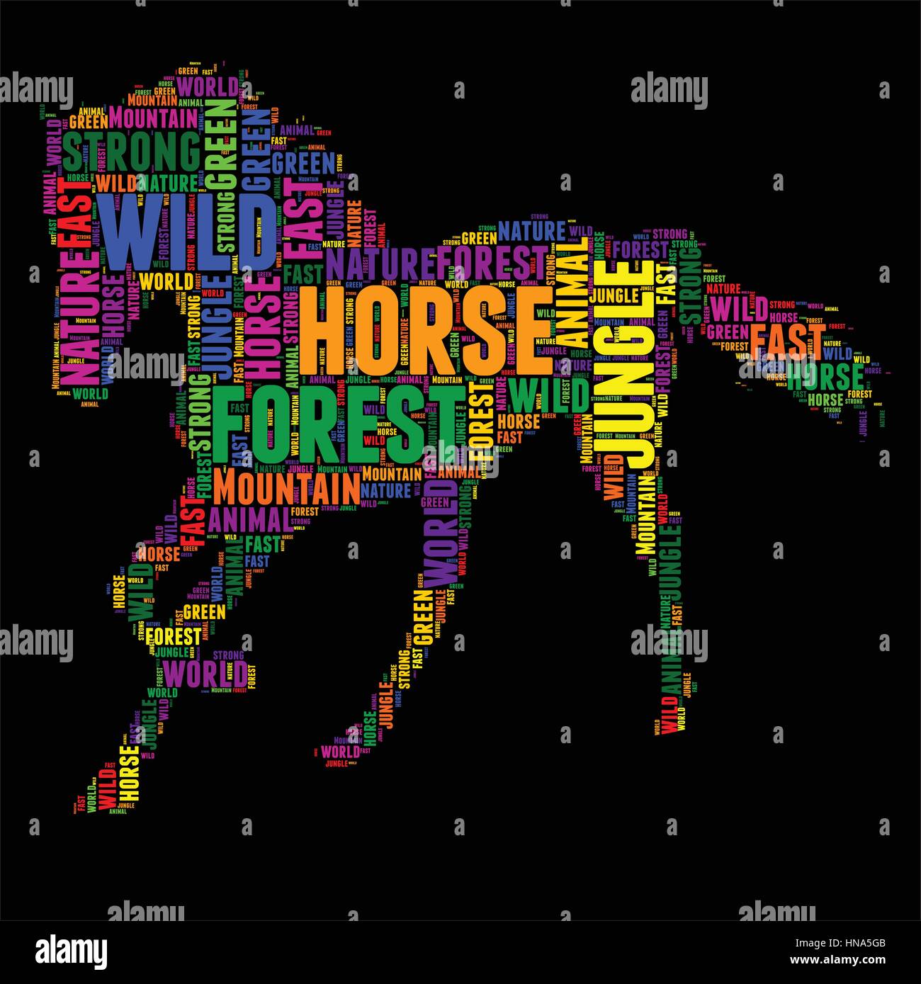 horse Typography word cloud colorful Vector illustration Stock Vector ...