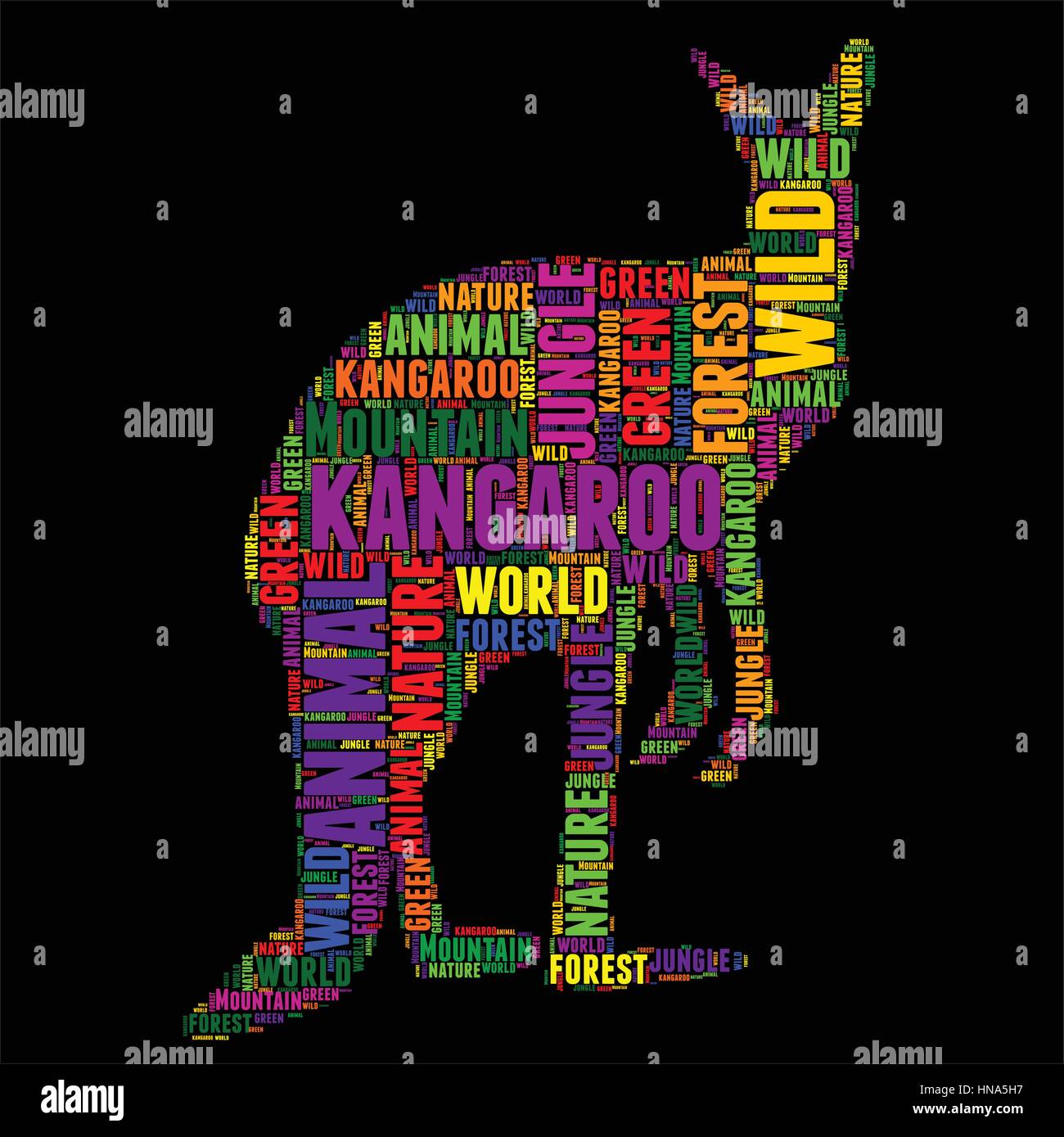 kangaroo Typography word cloud colorful Vector illustration Stock ...