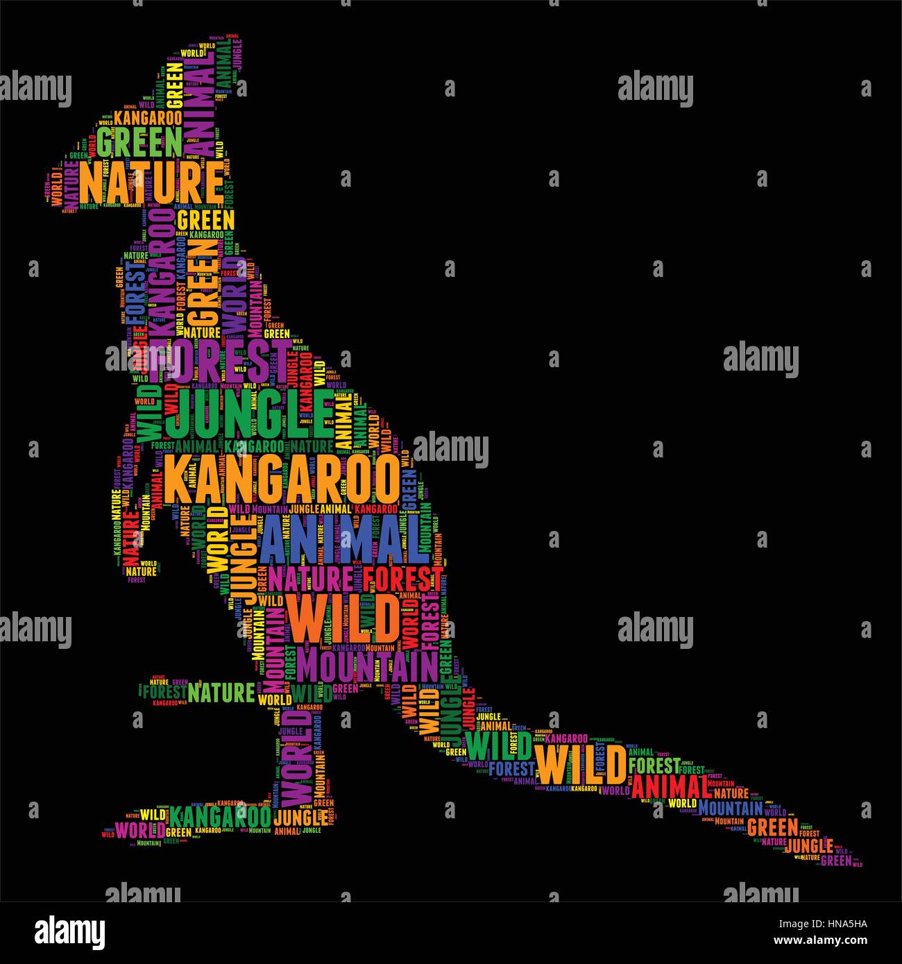 kangaroo Typography word cloud colorful Vector illustration Stock ...