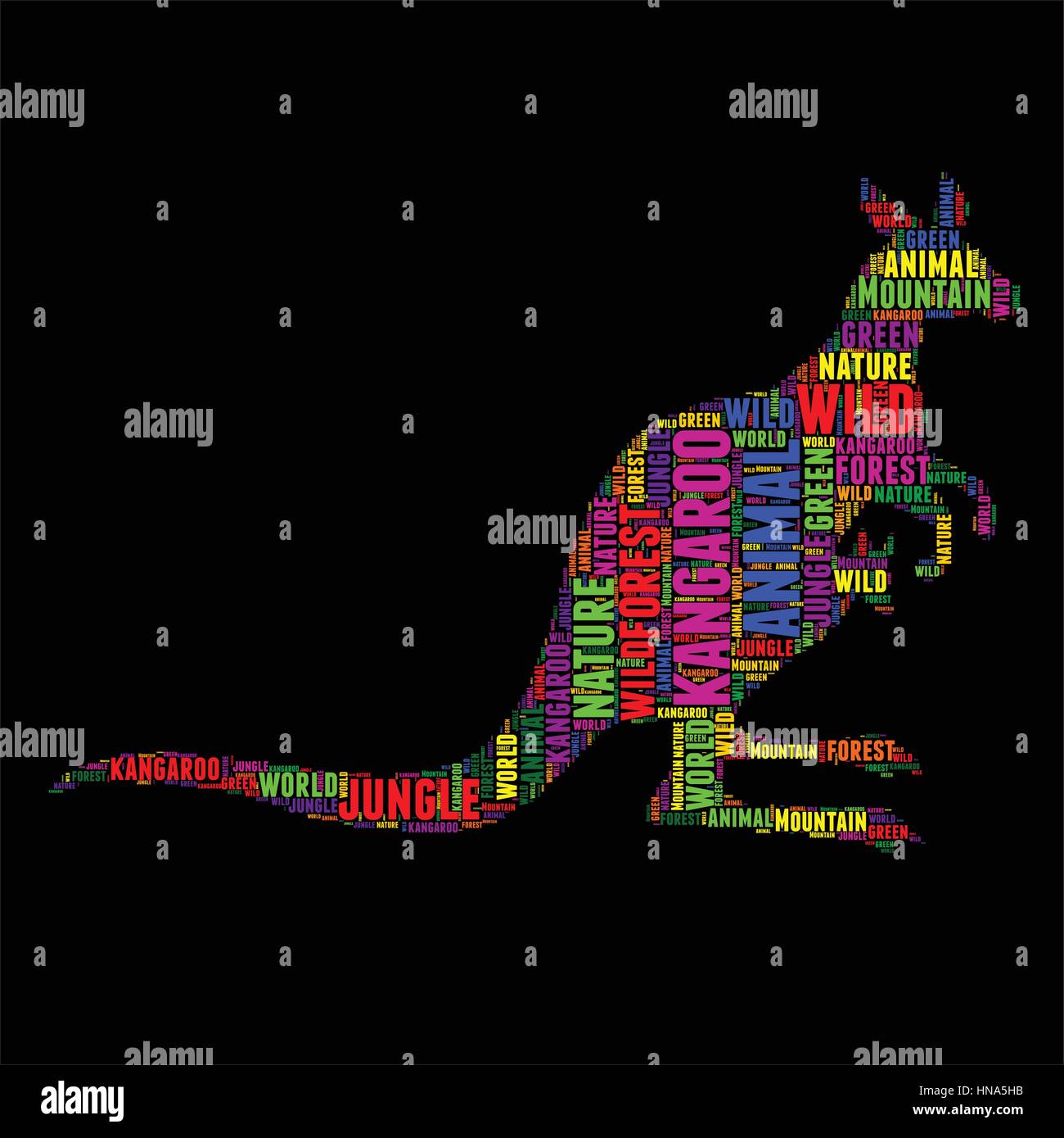 kangaroo Typography word cloud colorful Vector illustration Stock ...