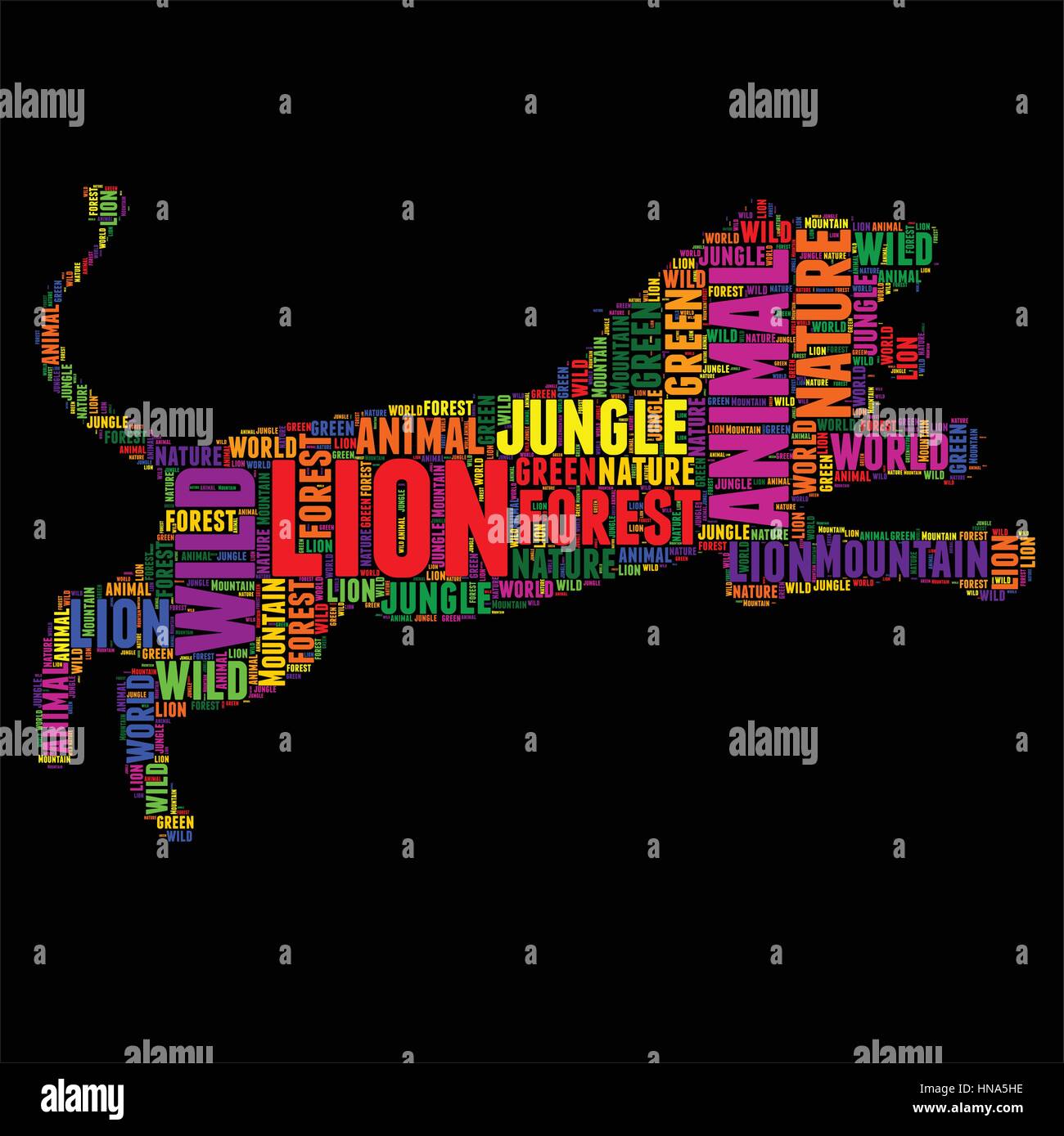 lion Typography word cloud colorful Vector illustration Stock Vector ...