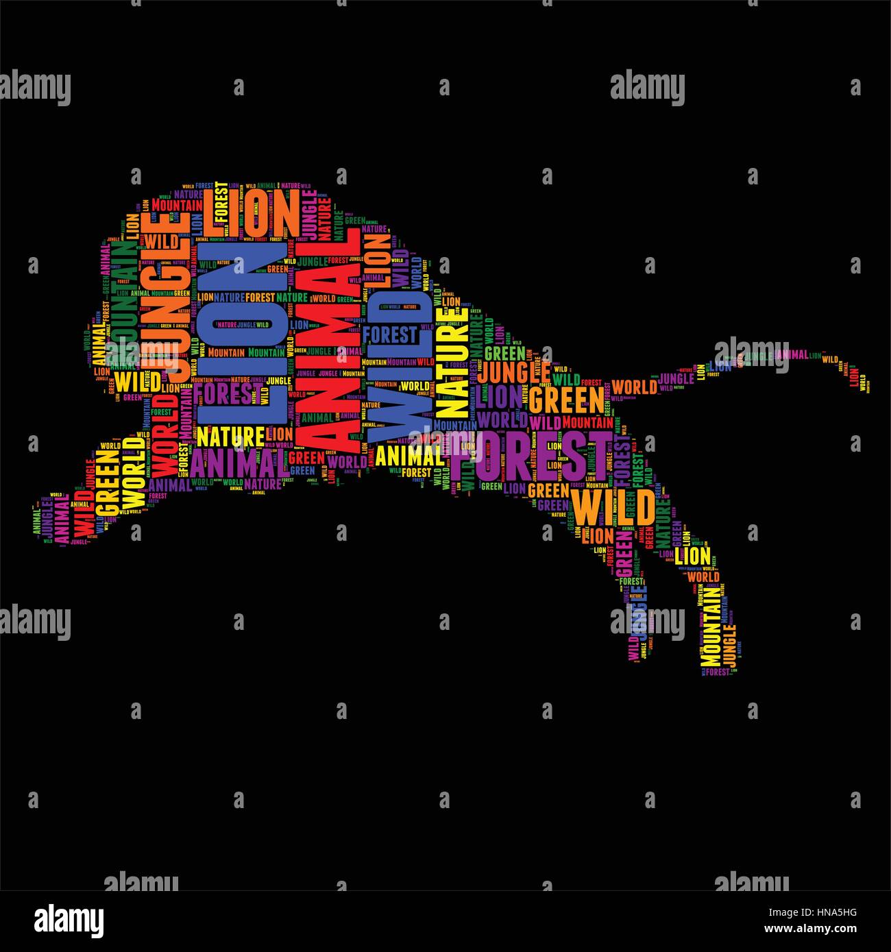 lion Typography word cloud colorful Vector illustration Stock Vector ...