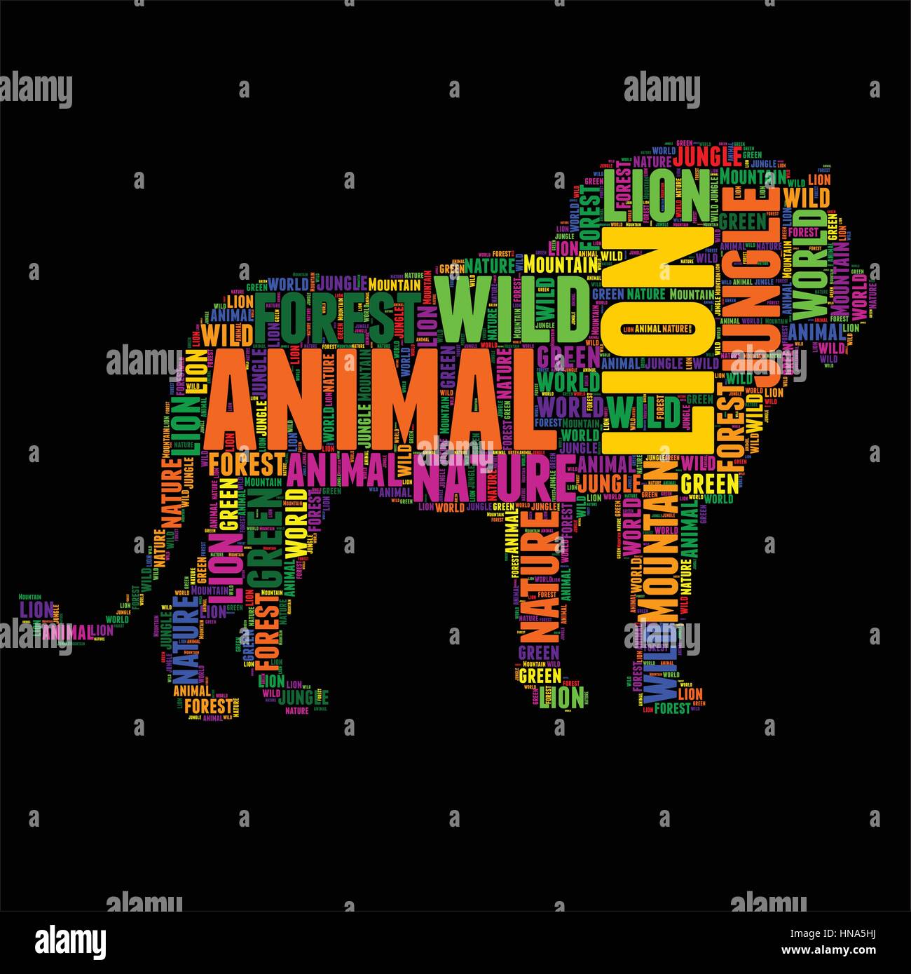 lion Typography word cloud colorful Vector illustration Stock Vector ...