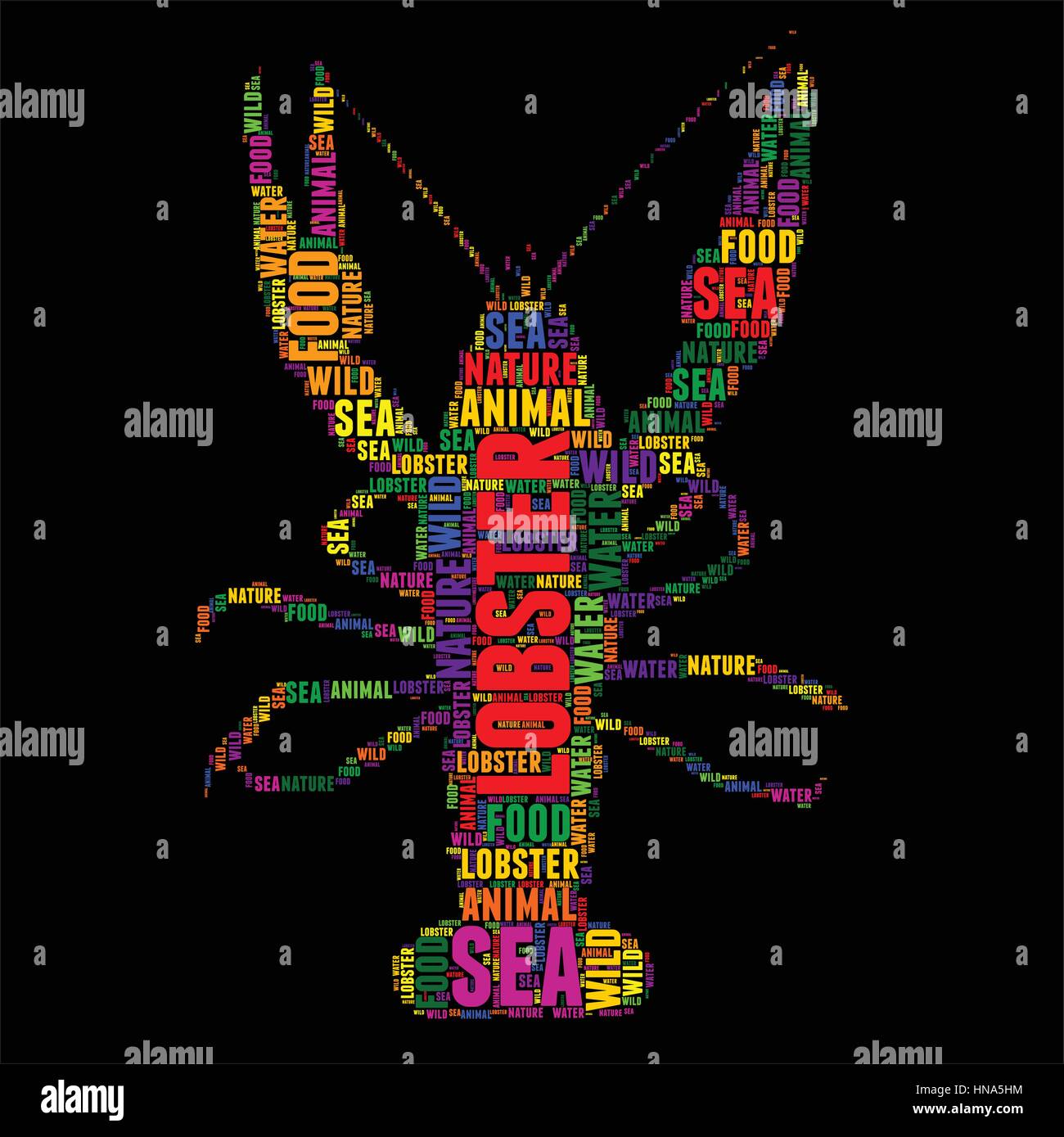 lobster Typography word cloud colorful Vector illustration Stock Vector ...