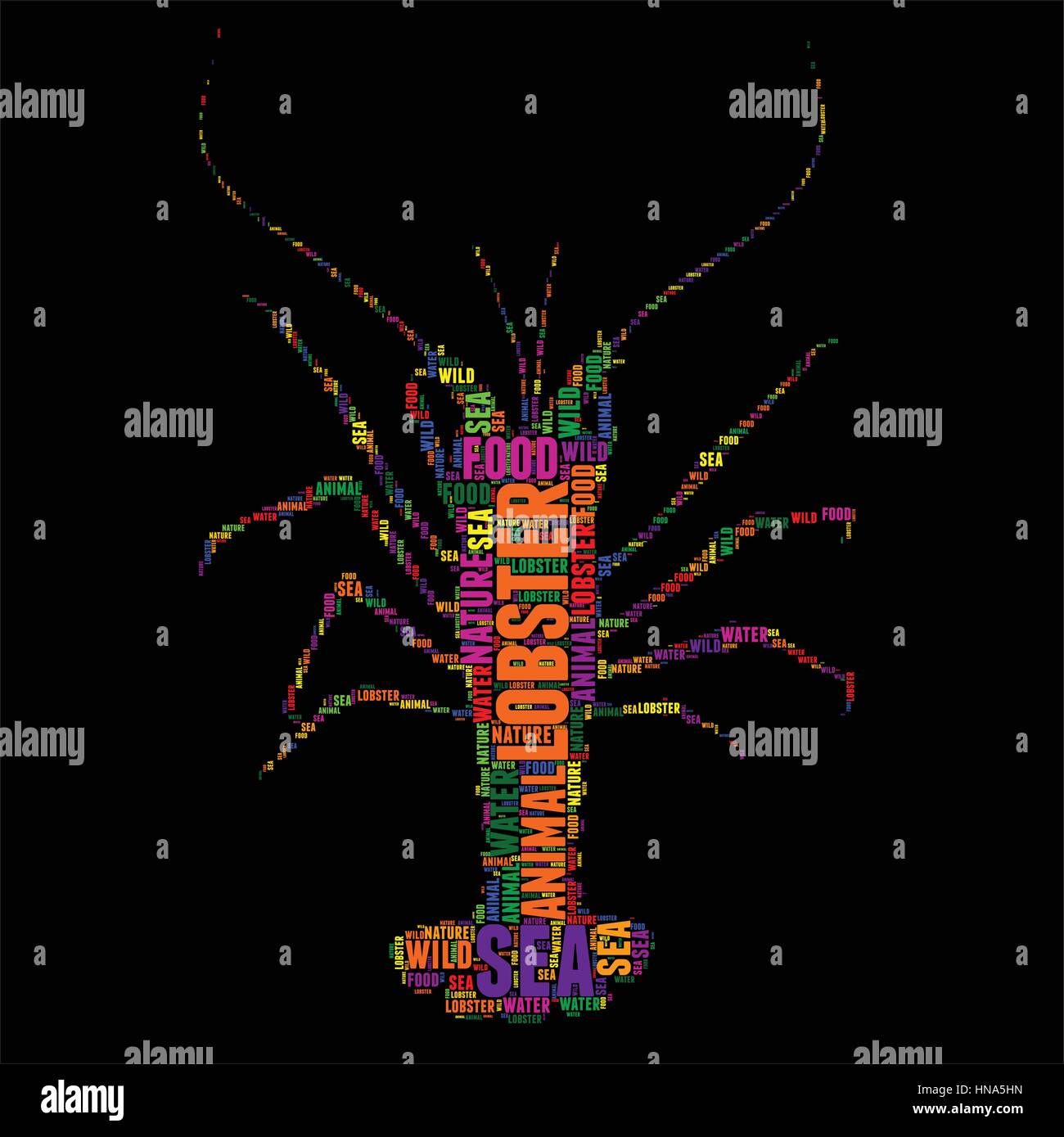 lobster Typography word cloud colorful Vector illustration Stock Vector ...
