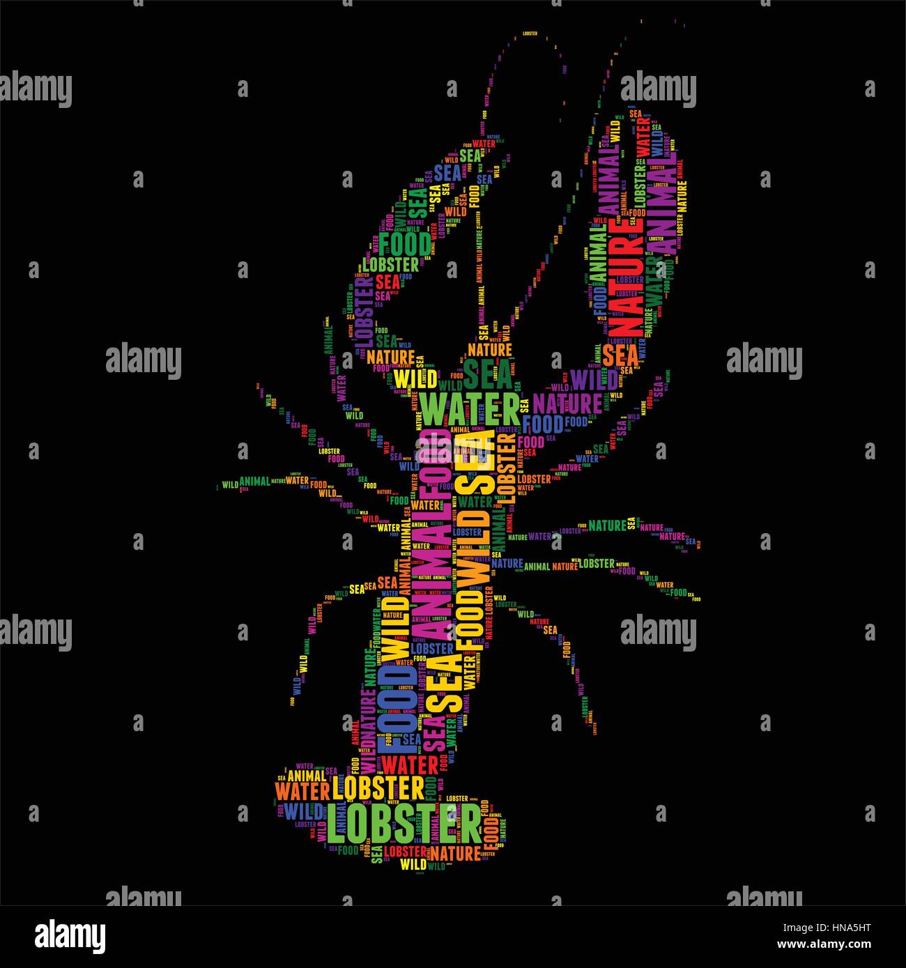 lobster Typography word cloud colorful Vector illustration Stock Vector ...