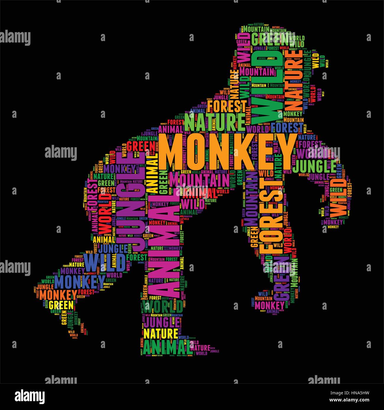 monkey Typography word cloud colorful Vector illustration Stock Vector ...