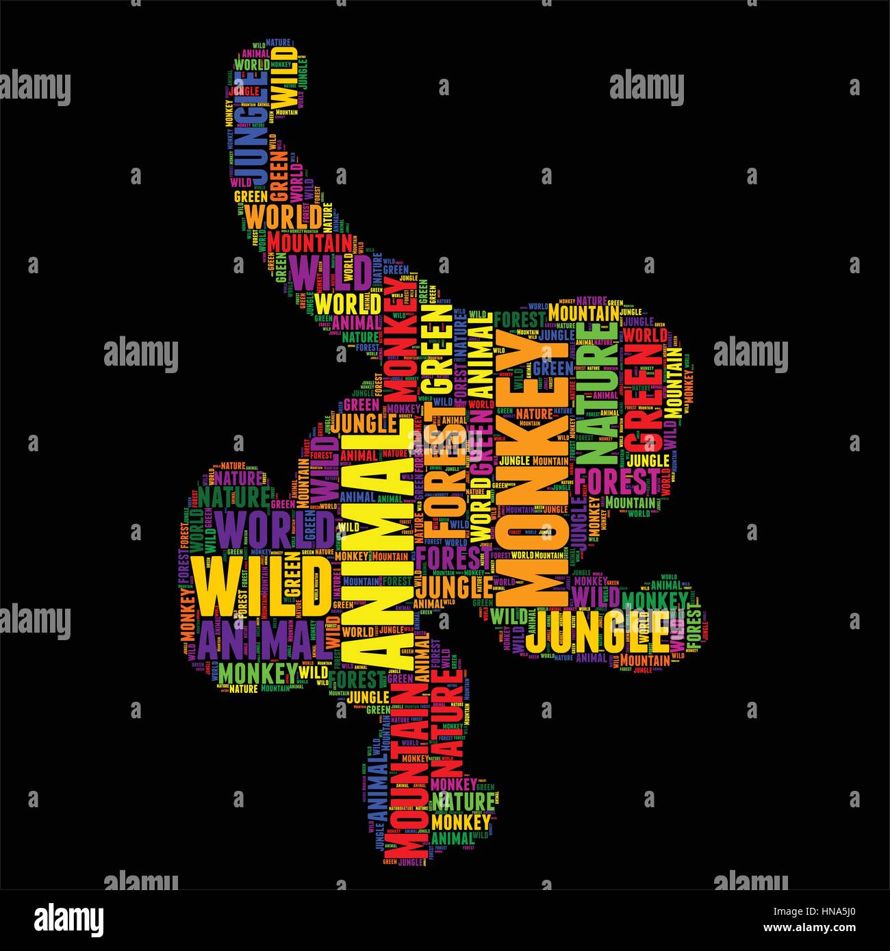 monkey Typography word cloud colorful Vector illustration Stock Vector ...