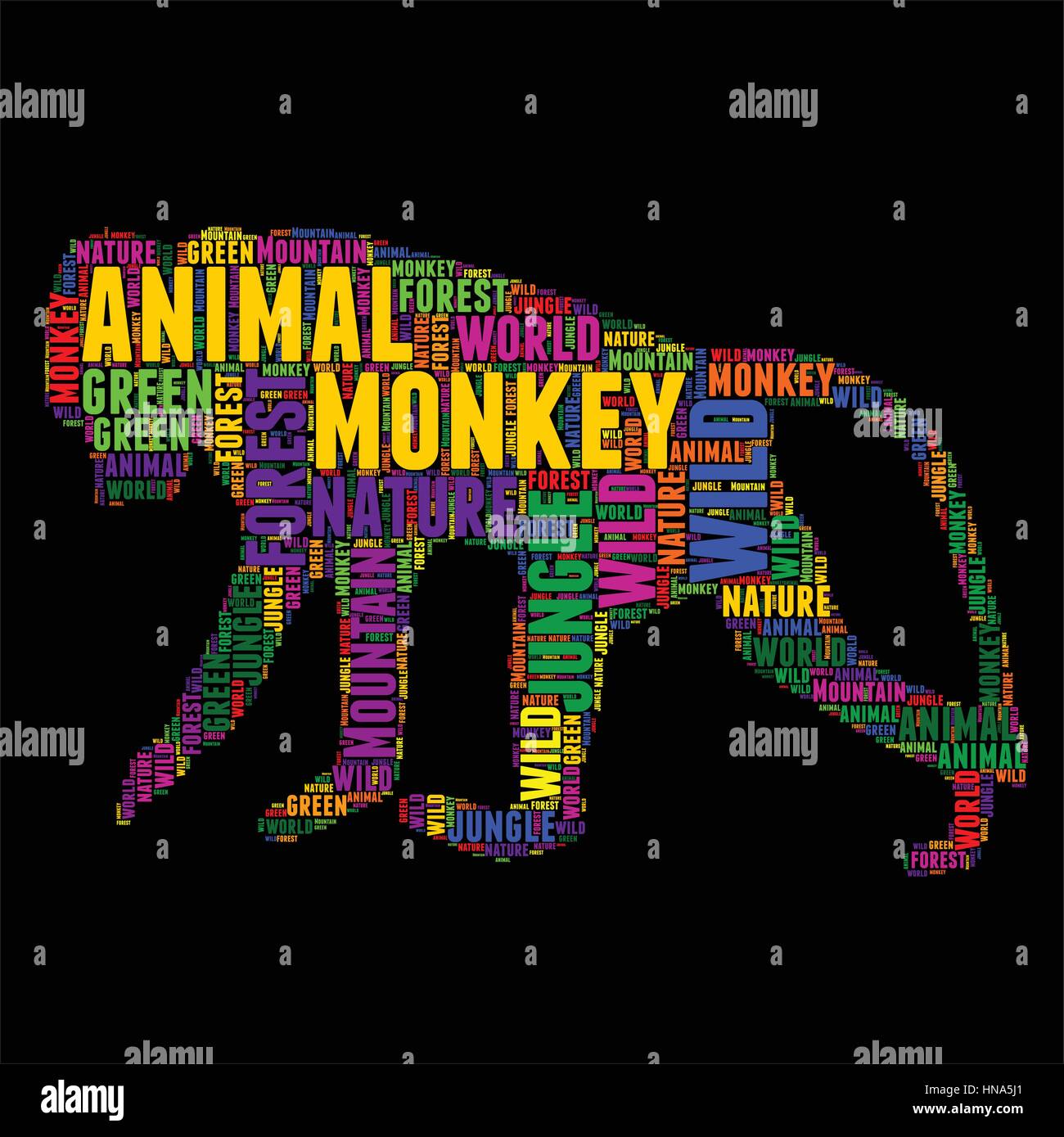 monkey Typography word cloud colorful Vector illustration Stock Vector ...