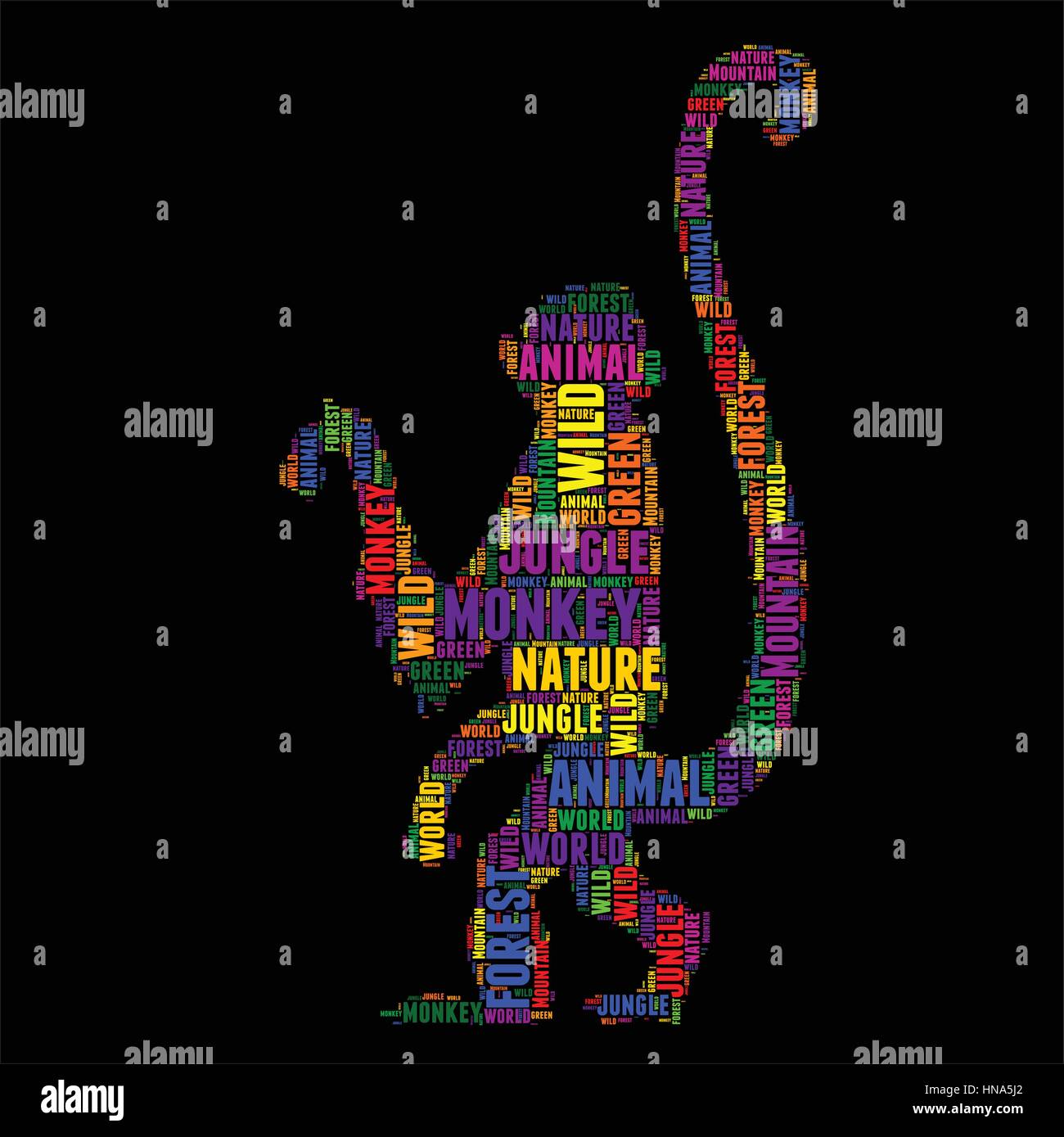 monkey Typography word cloud colorful Vector illustration Stock Vector ...