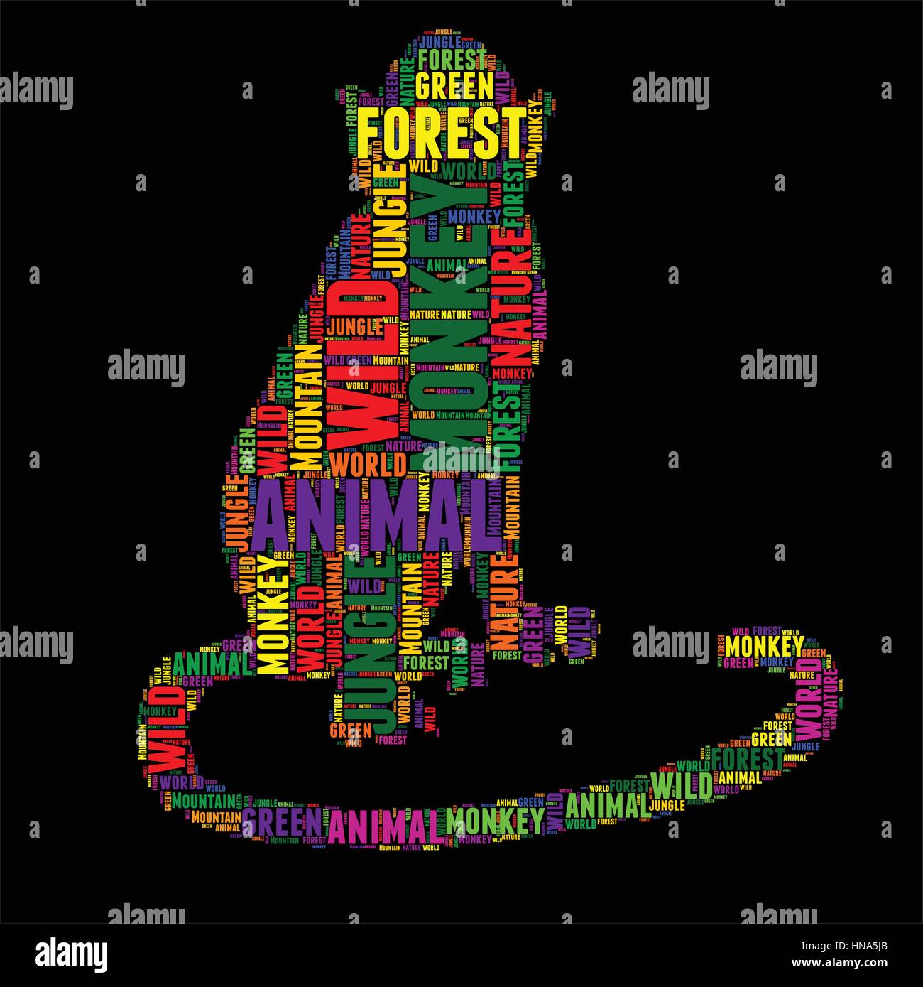 monkey Typography word cloud colorful Vector illustration Stock Vector ...