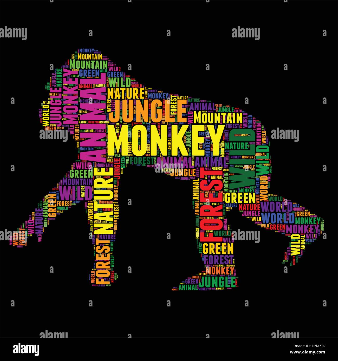 monkey Typography word cloud colorful Vector illustration Stock Vector ...