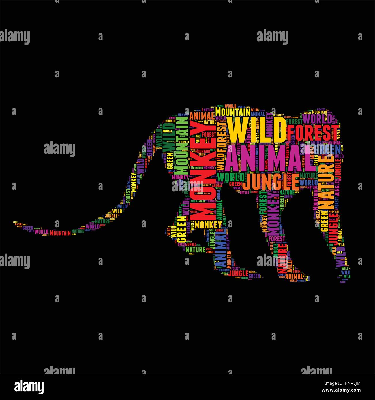 monkey Typography word cloud colorful Vector illustration Stock Vector ...
