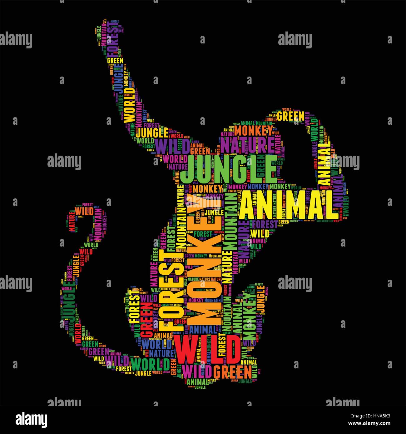 monkey Typography word cloud colorful Vector illustration Stock Vector ...