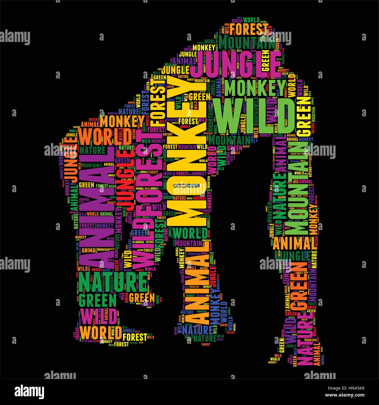 monkey Typography word cloud colorful Vector illustration Stock Vector ...
