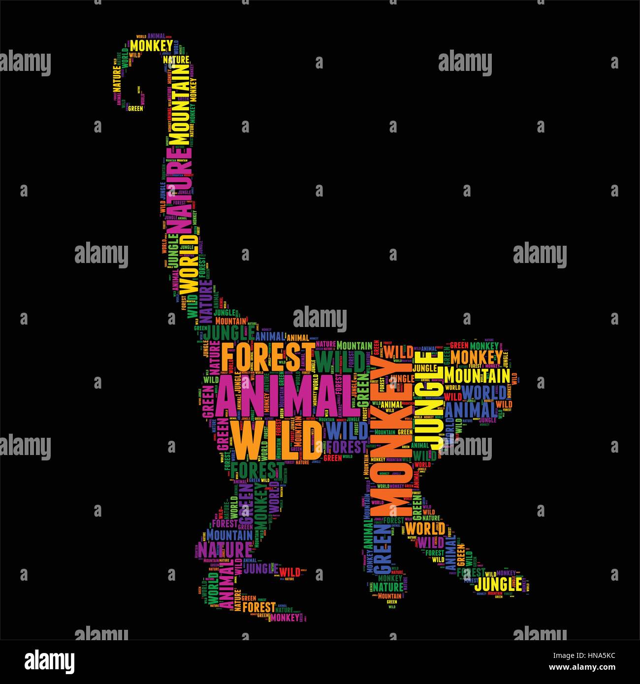 monkey Typography word cloud colorful Vector illustration Stock Vector ...