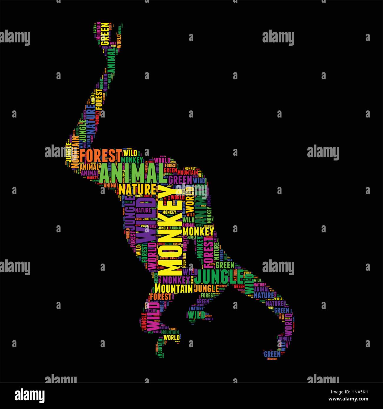 monkey Typography word cloud colorful Vector illustration Stock Vector ...