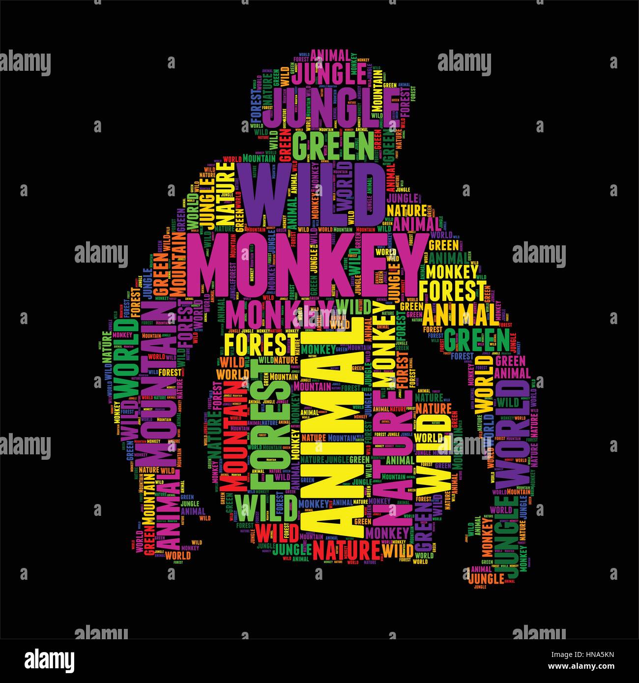 monkey Typography word cloud colorful Vector illustration Stock Vector ...