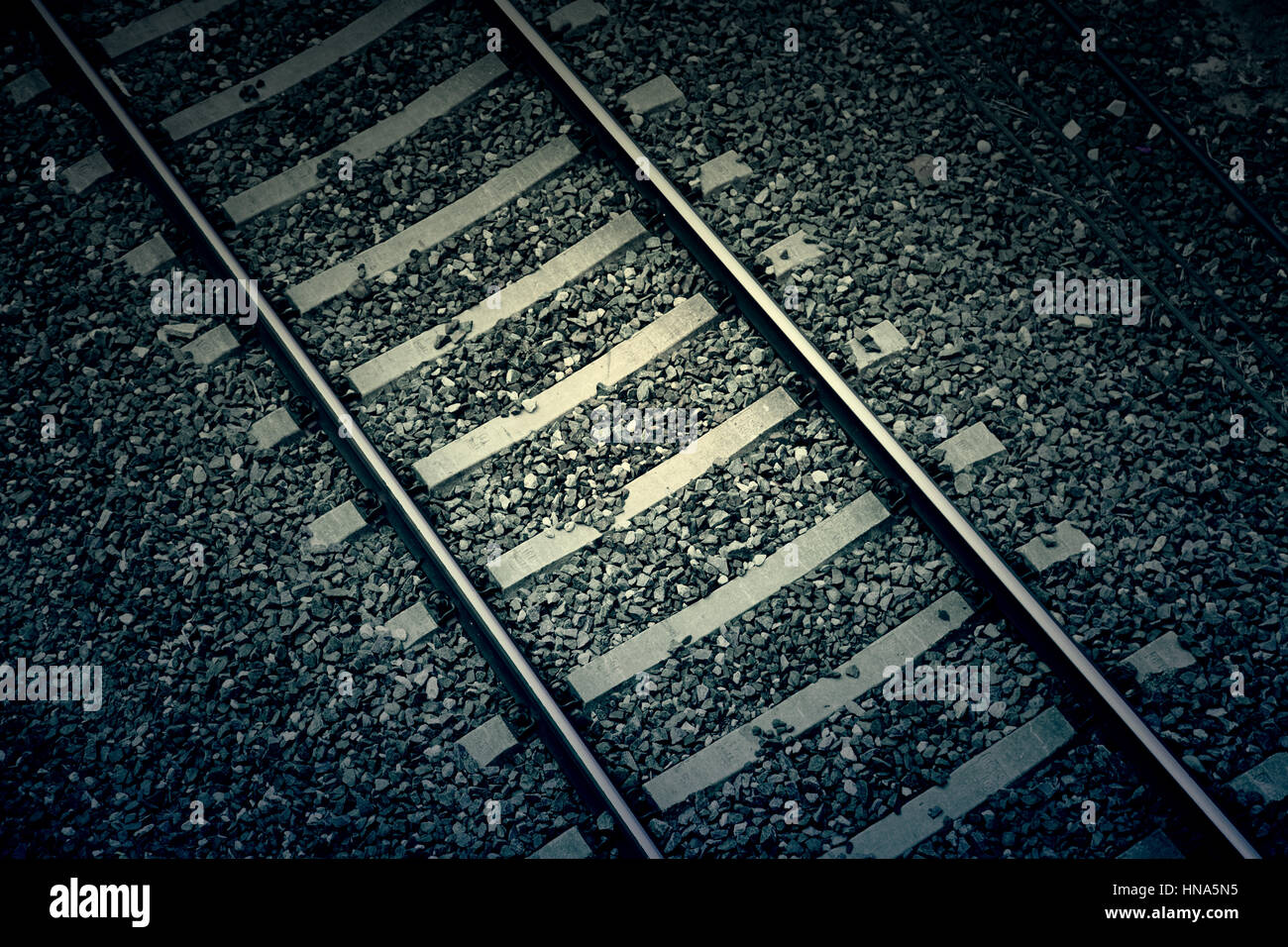 Train routes, detail of train tracks at a station in the city, textured ...
