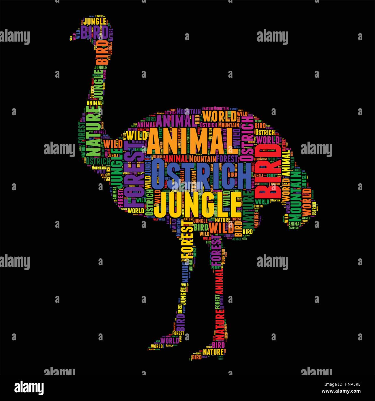 Ostrich Typography word cloud colorful Vector illustration Stock Vector ...