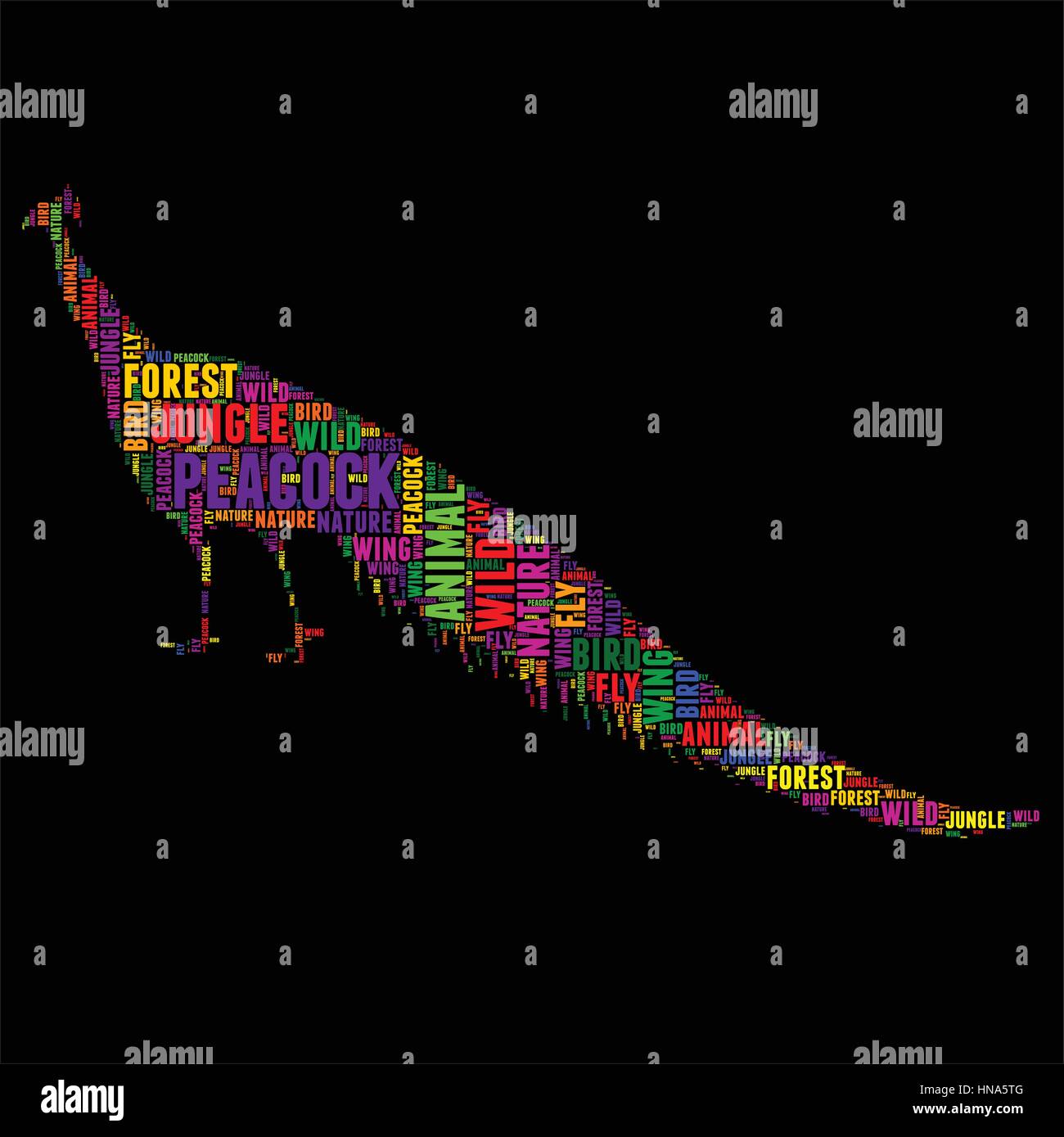 peacock Typography word cloud colorful Vector illustration Stock Vector ...