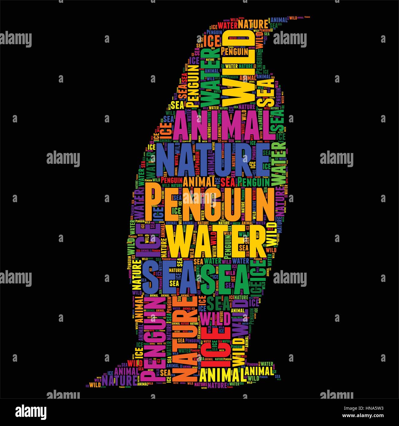 Penguin Typography word cloud colorful Vector illustration Stock Vector ...