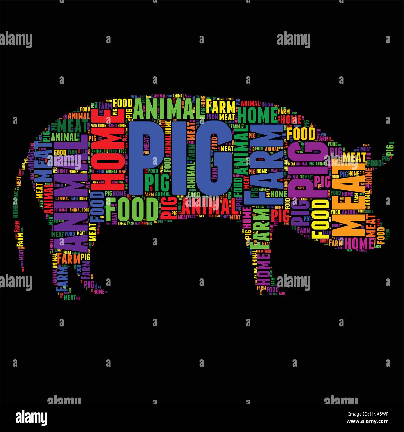 pig Typography word cloud colorful Vector illustration Stock Vector ...