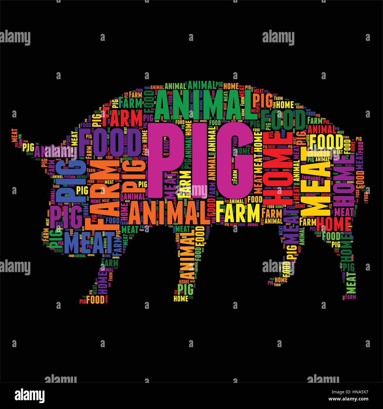 pig Typography word cloud colorful Vector illustration Stock Vector ...