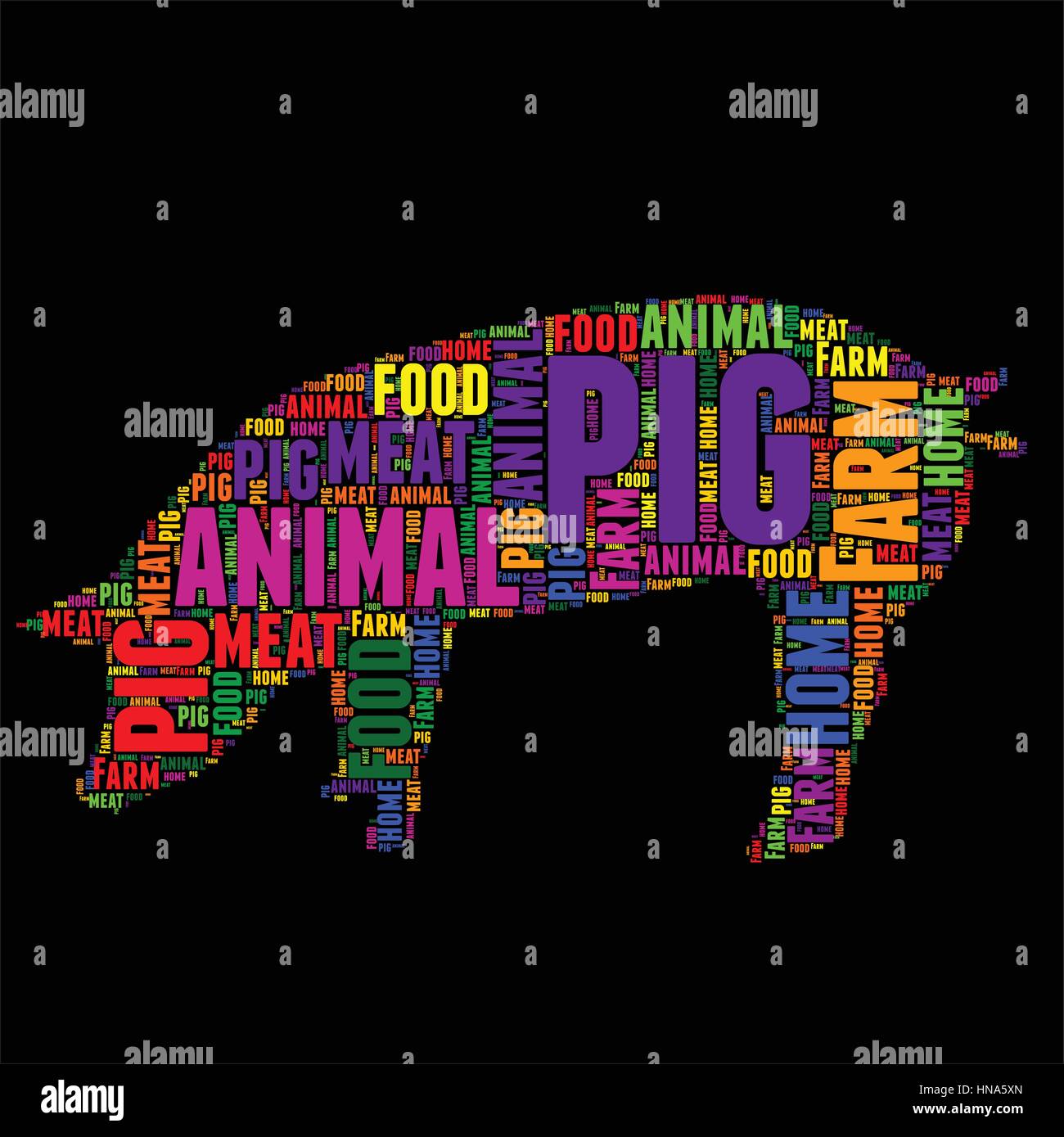 pig Typography word cloud colorful Vector illustration Stock Vector ...
