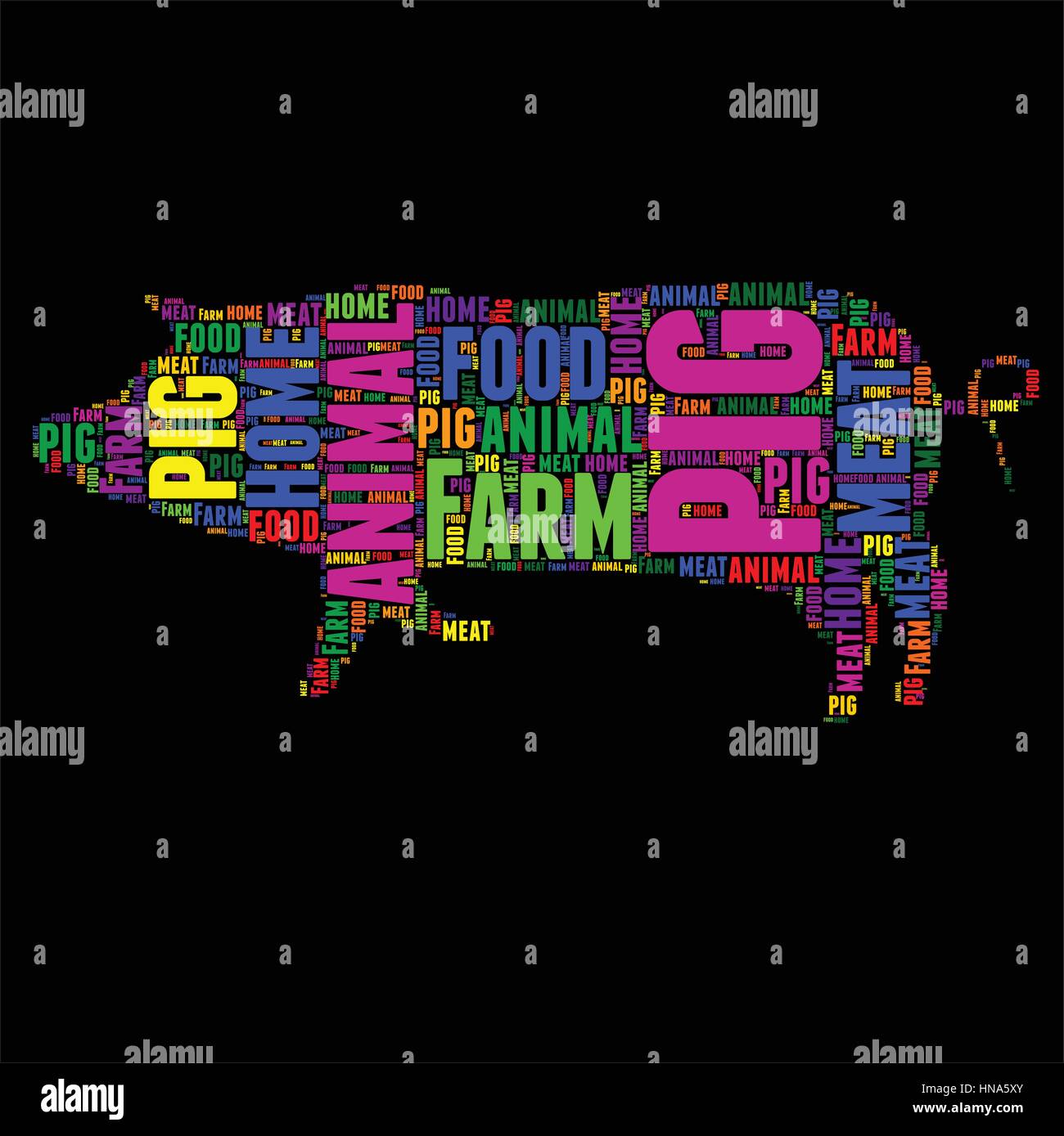 pig Typography word cloud colorful Vector illustration Stock Vector ...