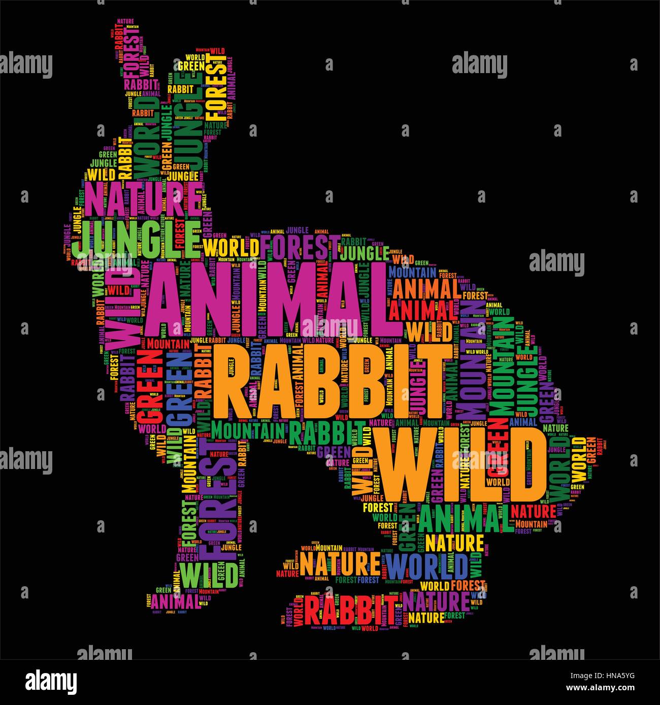rabbit Typography word cloud colorful Vector illustration Stock Vector ...