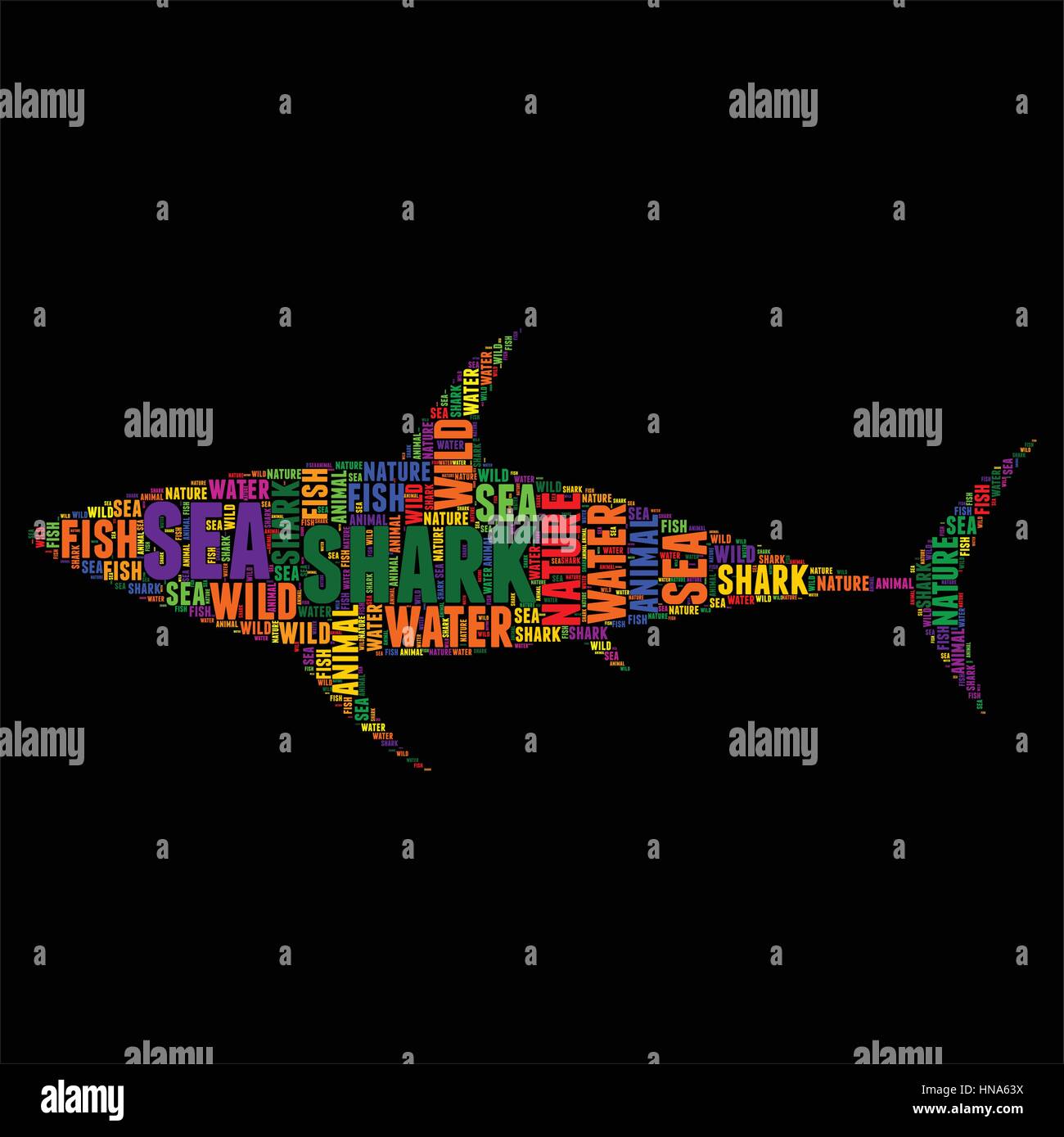 shark Typography word cloud colorful Vector illustration Stock Vector ...