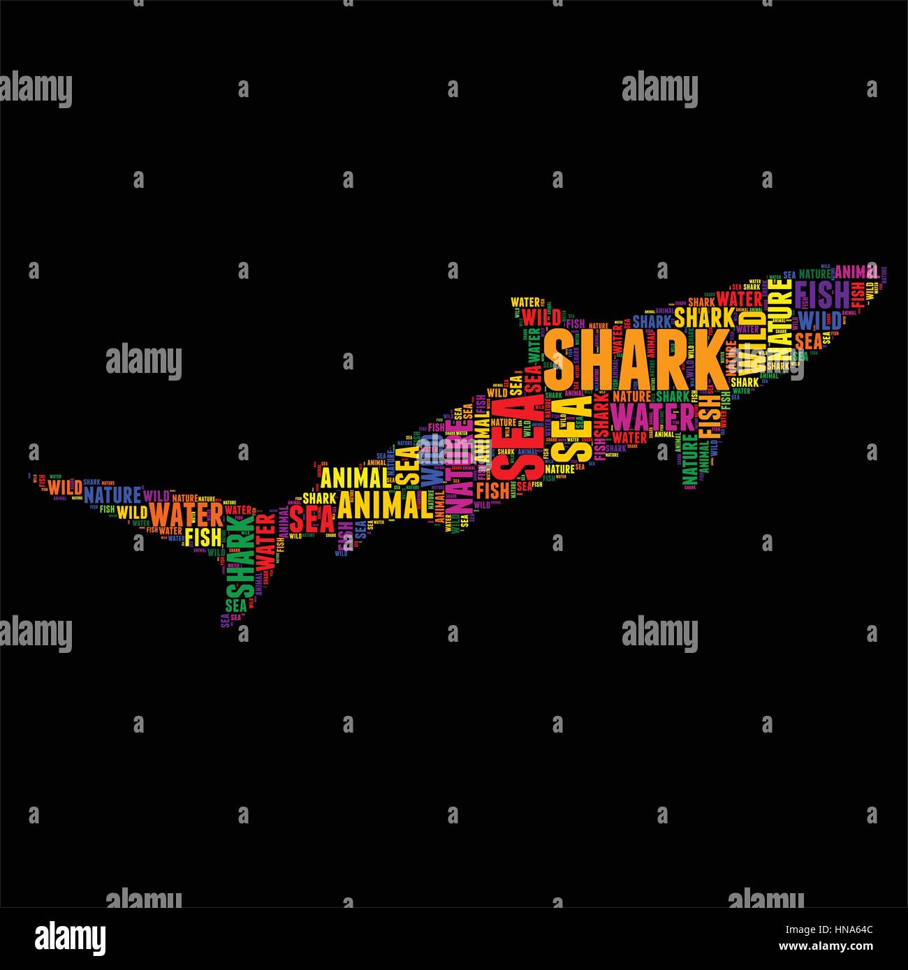 shark Typography word cloud colorful Vector illustration Stock Vector ...