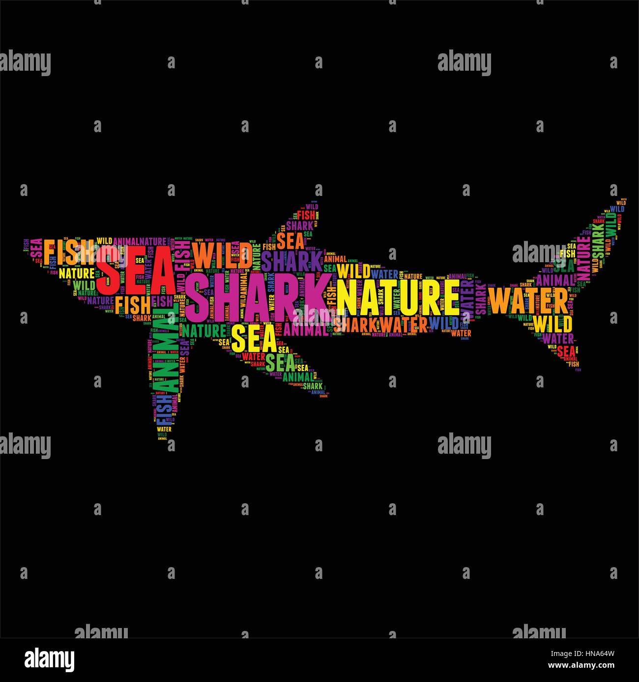 shark Typography word cloud colorful Vector illustration Stock Vector ...