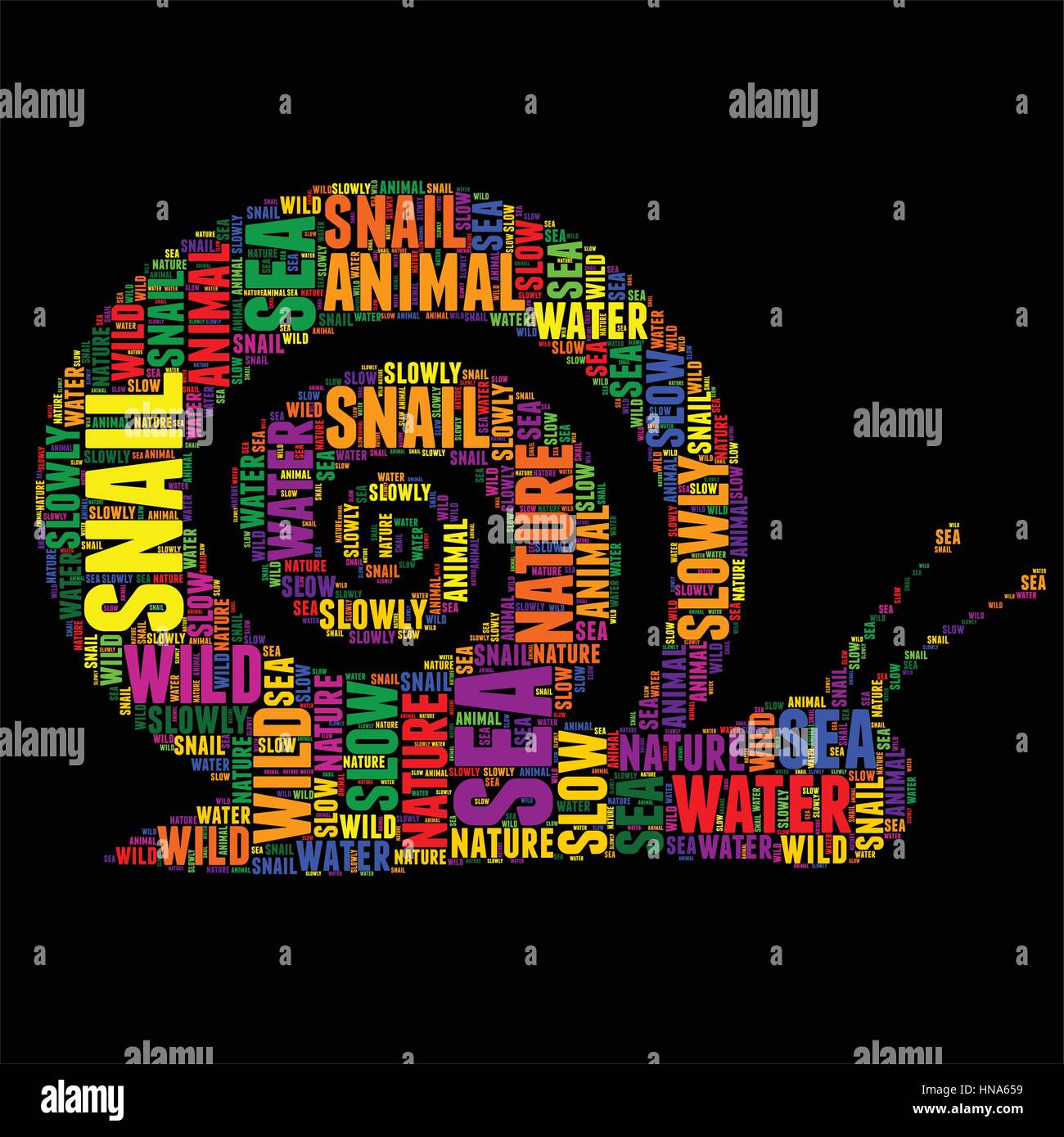 snail Typography word cloud colorful Vector illustration Stock Vector ...