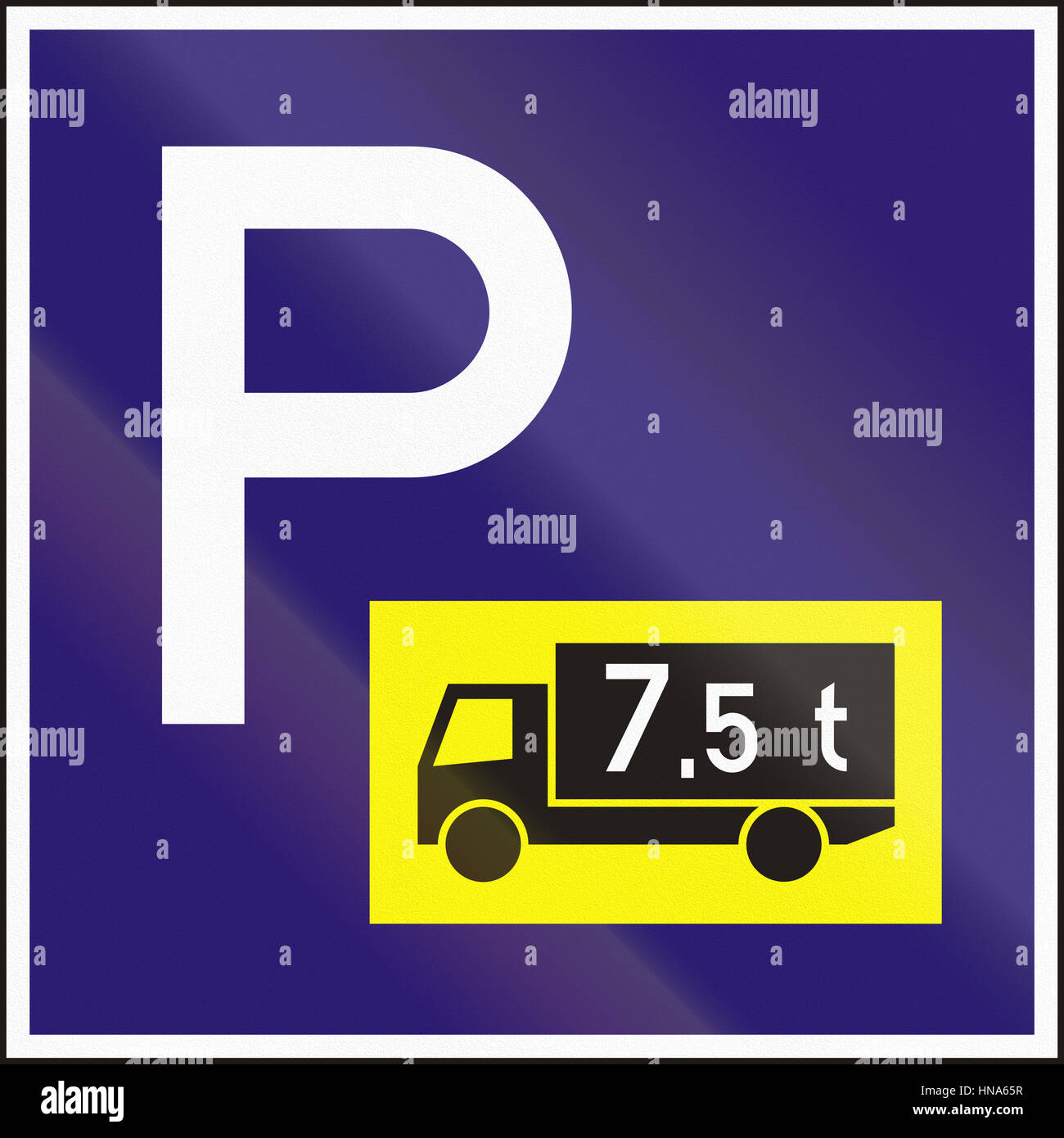 Road sign used in Hungary - Parking for lorries Stock Photo - Alamy
