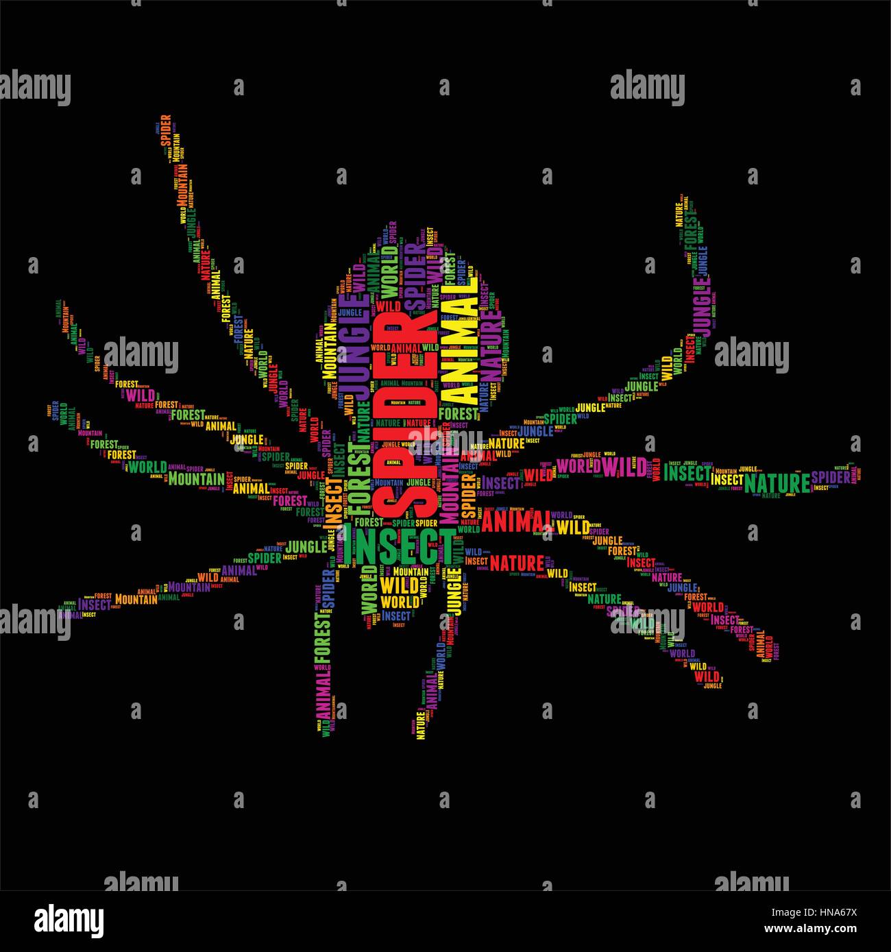 spider Typography word cloud colorful Vector illustration Stock Vector ...