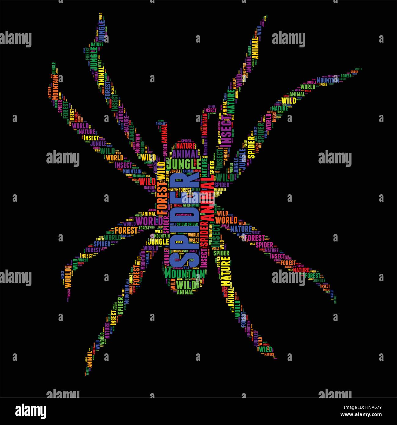 spider Typography word cloud colorful Vector illustration Stock Vector ...