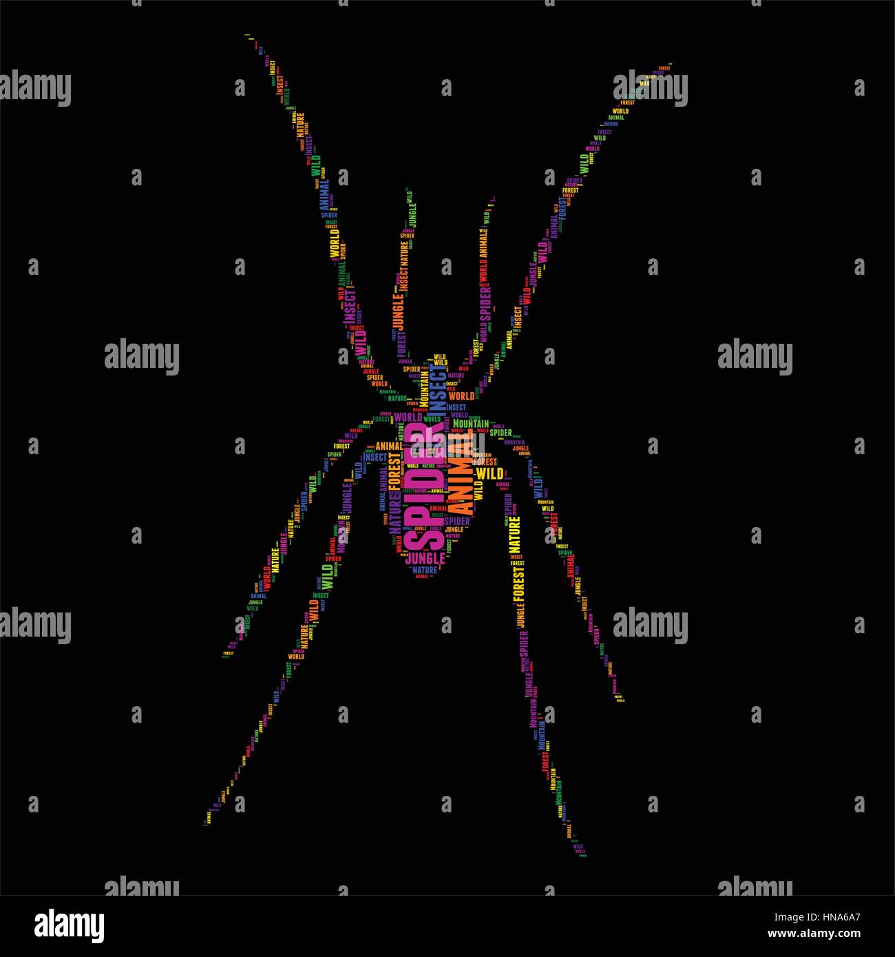 spider Typography word cloud colorful Vector illustration Stock Vector ...