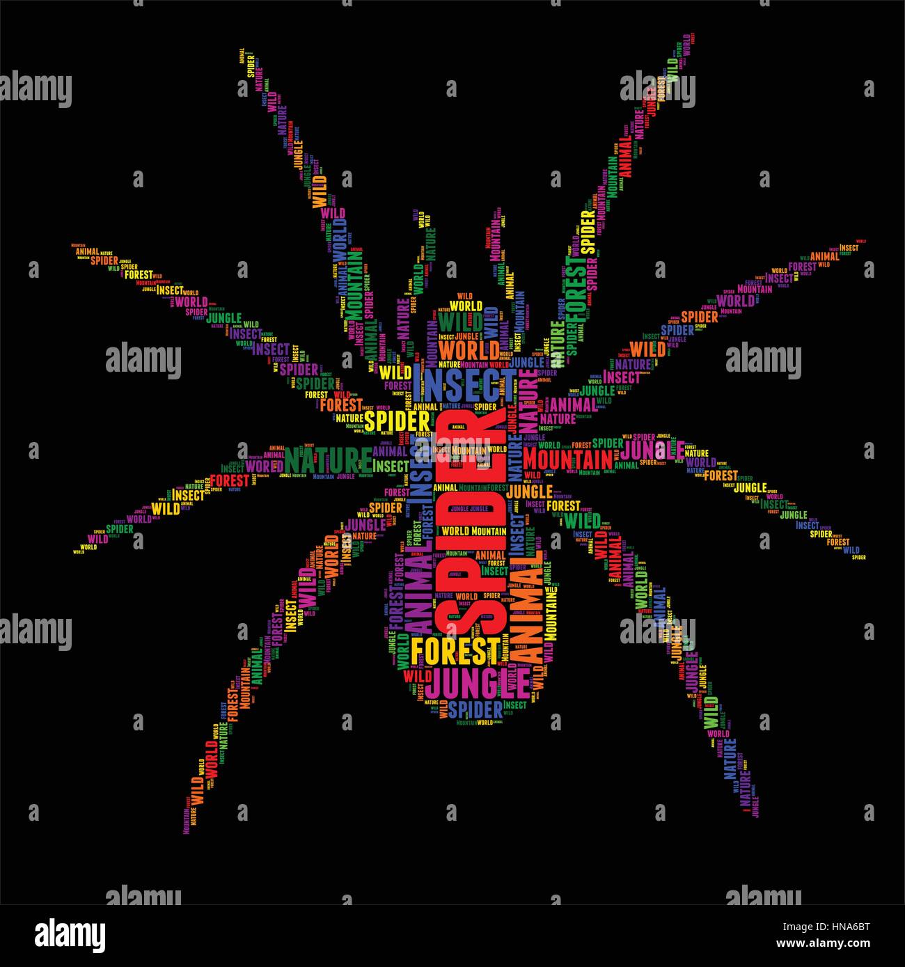 spider Typography word cloud colorful Vector illustration Stock Vector ...
