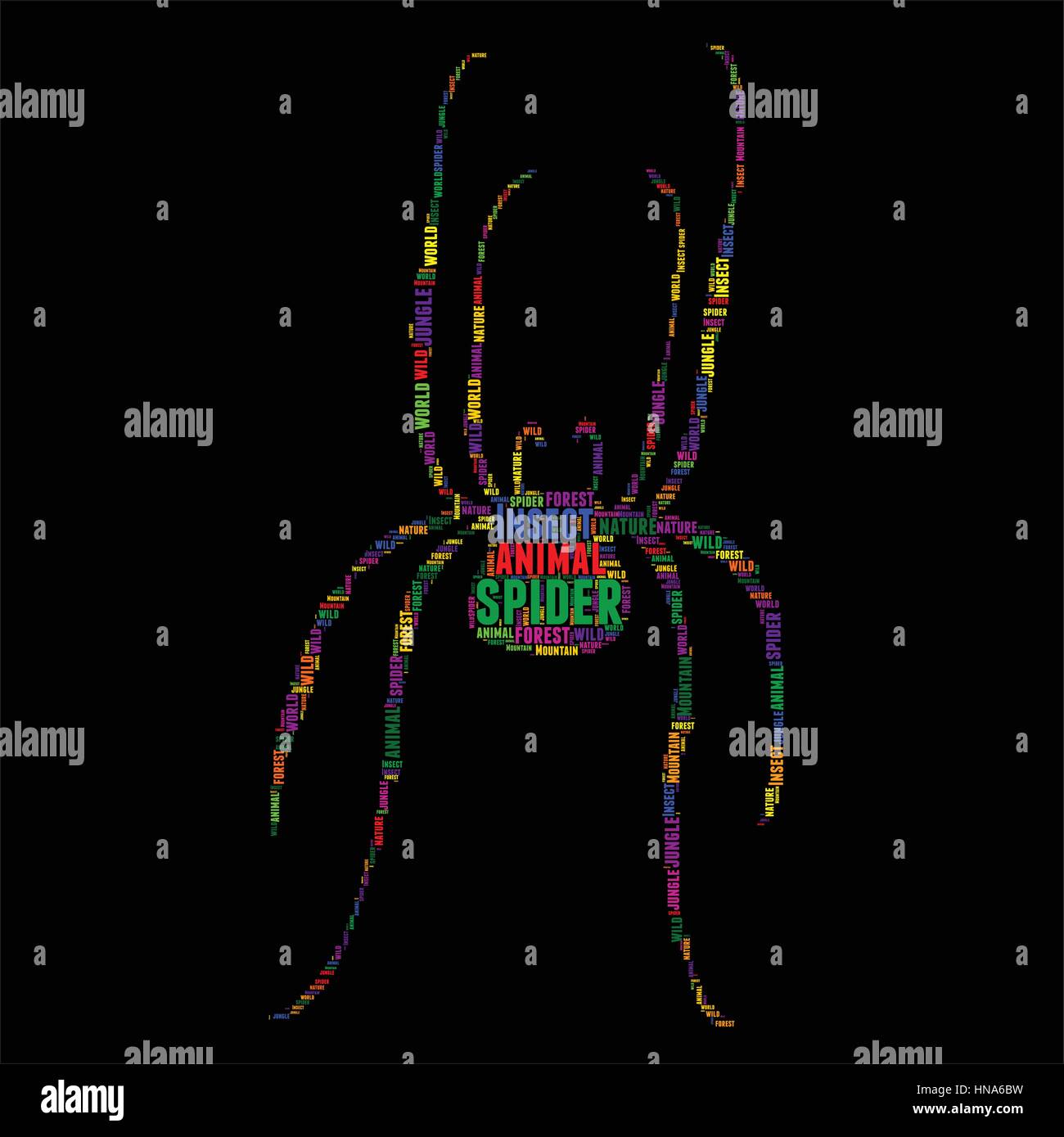 spider Typography word cloud colorful Vector illustration Stock Vector ...