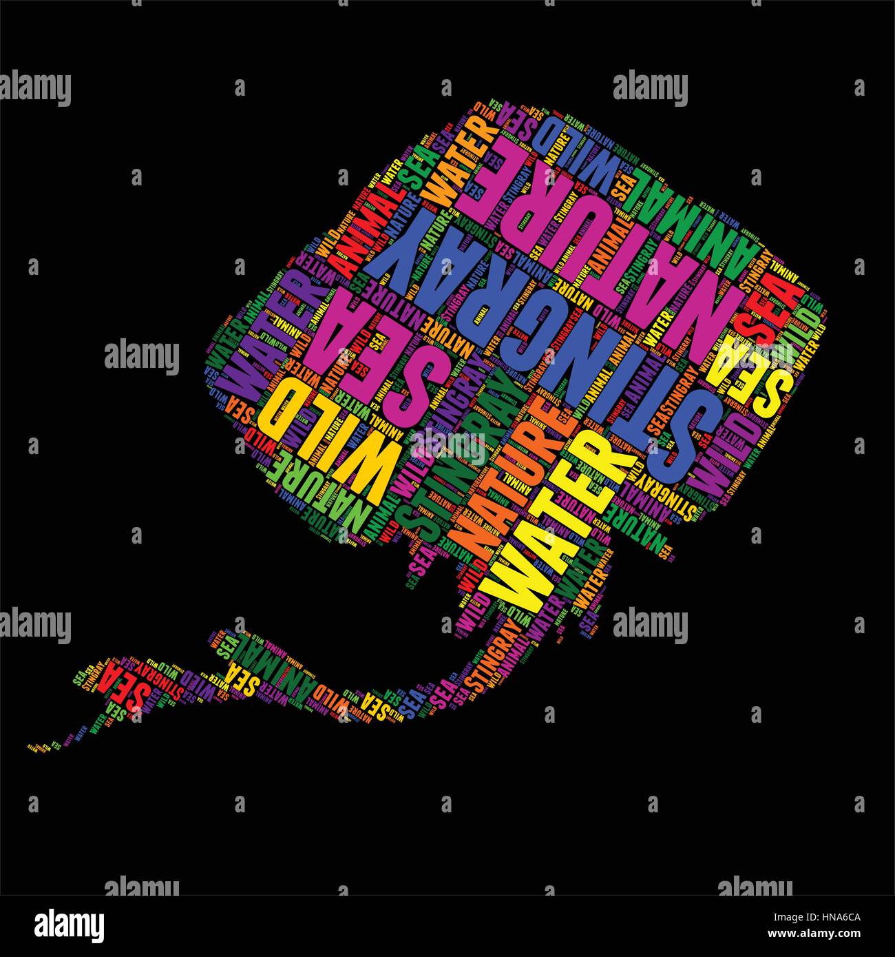 Stingray Typography word cloud colorful Vector illustration Stock ...