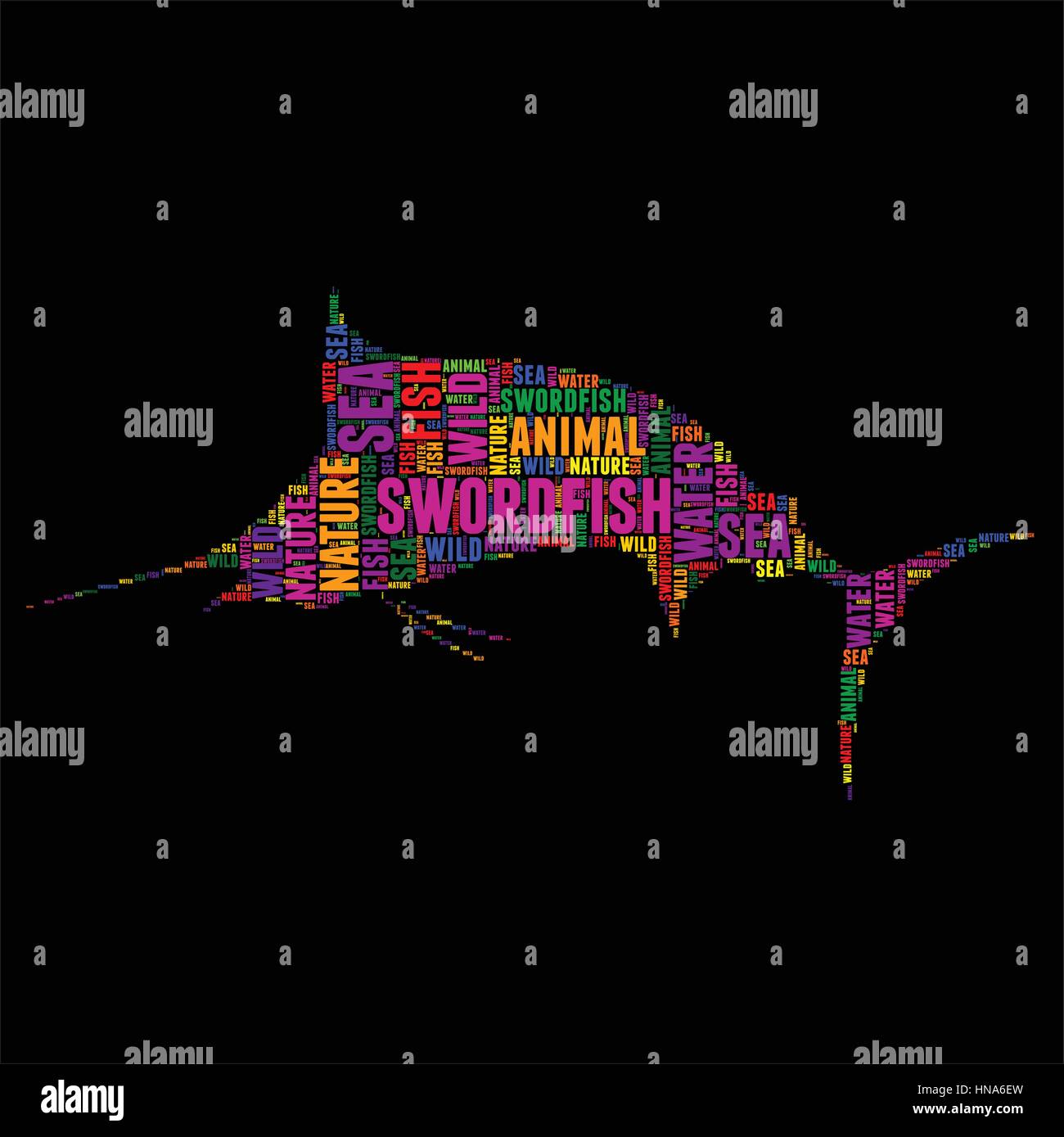 swordfish Typography word cloud colorful Vector illustration Stock ...