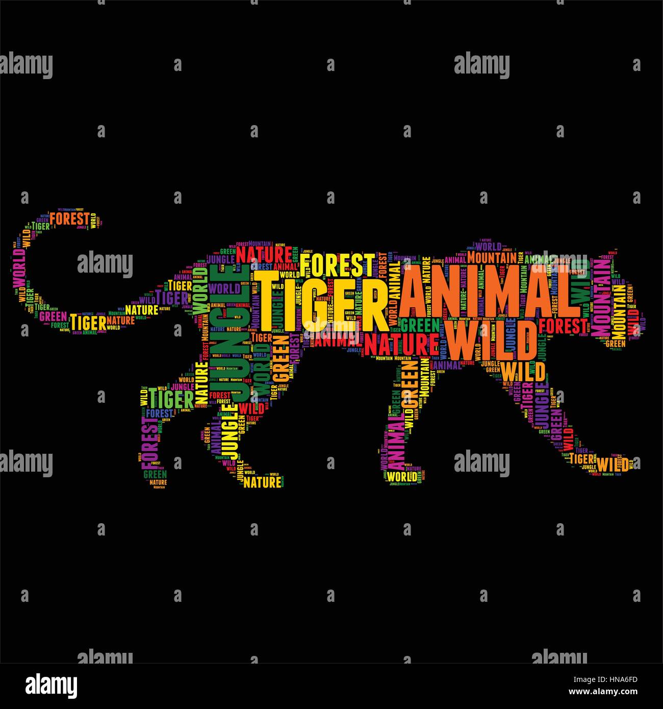 Tiger Typography word cloud colorful Vector illustration Stock Vector ...