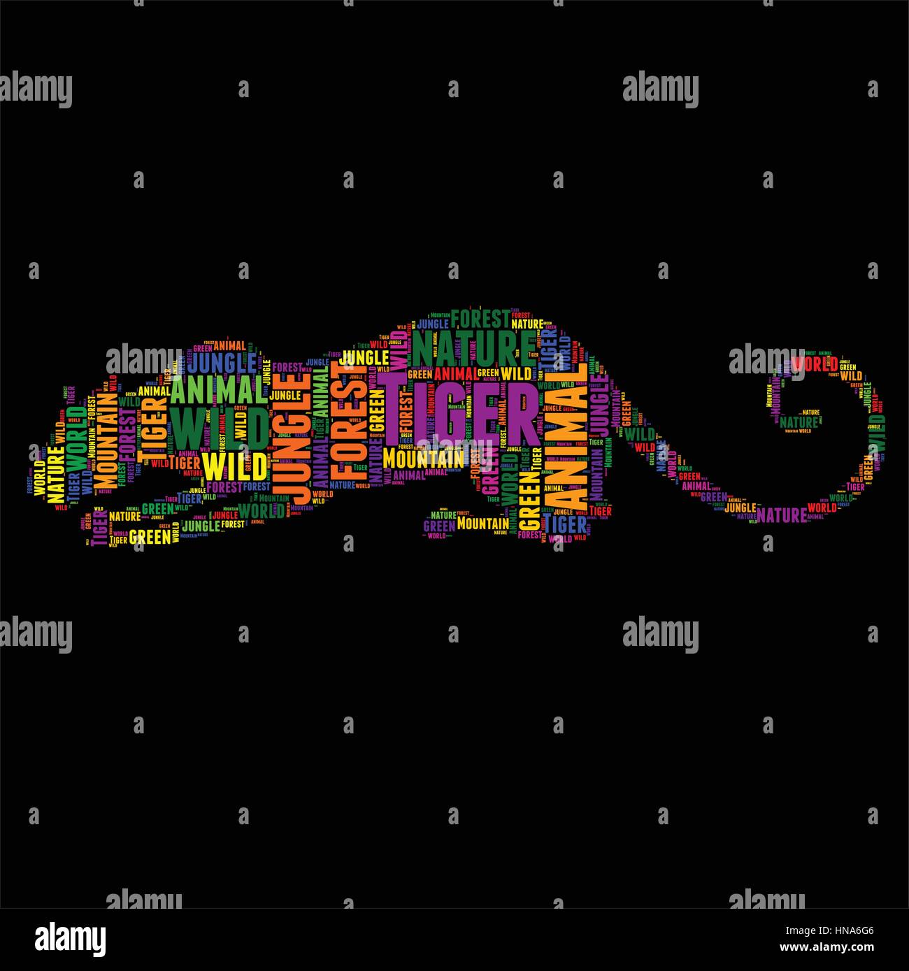 Tiger Typography word cloud colorful Vector illustration Stock Vector ...